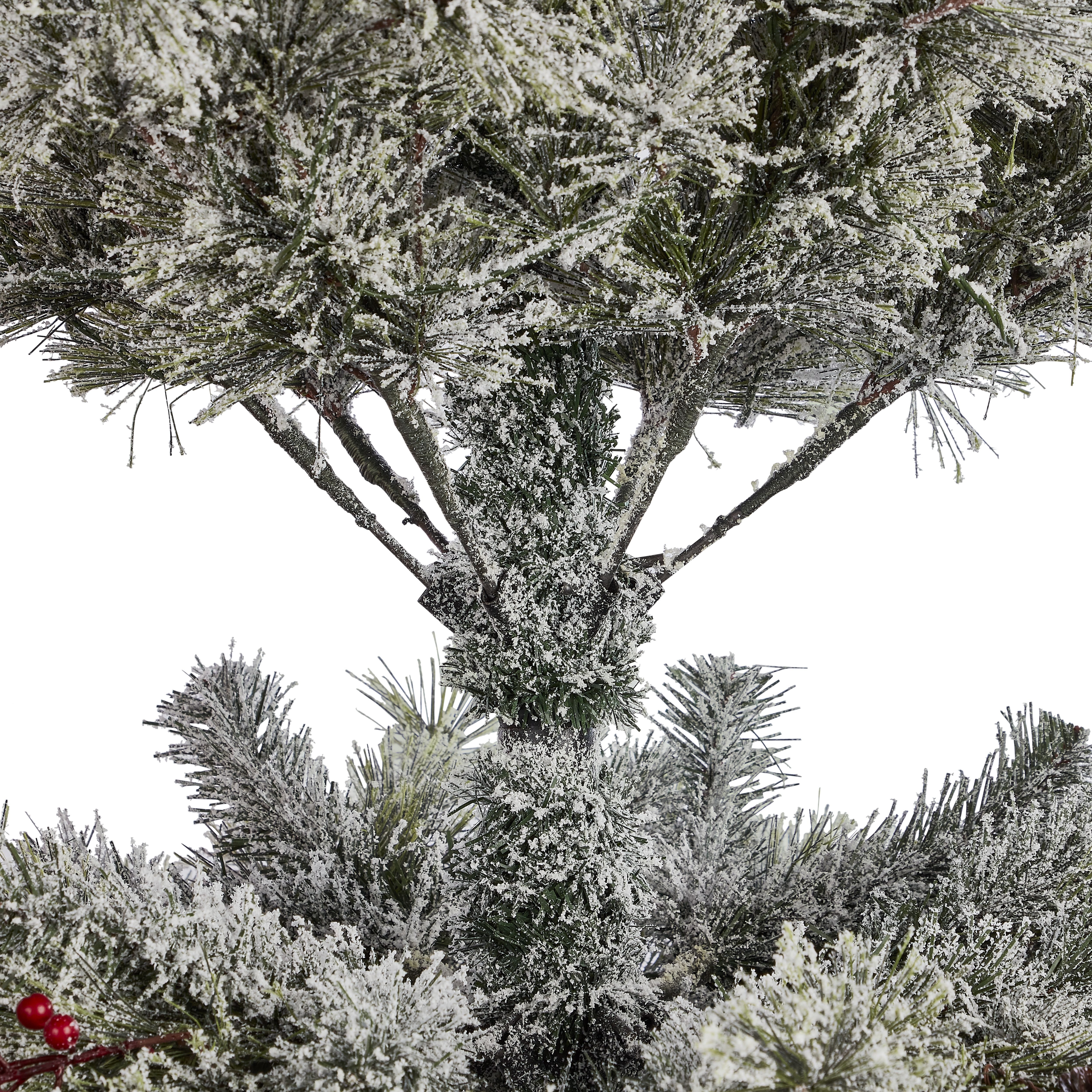 7.6ft Full Forrester Warm white LED Berry & pinecone Pre-lit Flocked ...