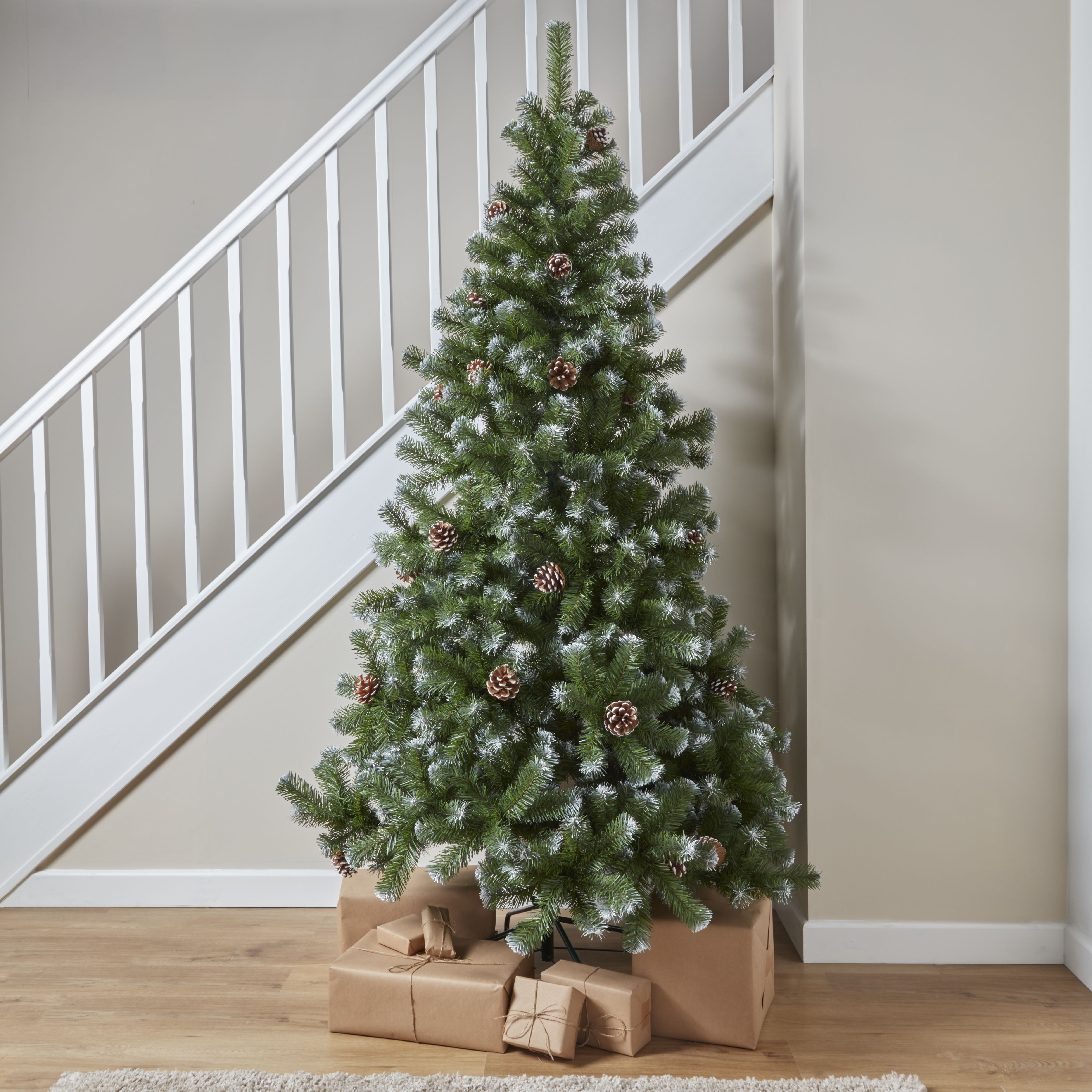 7ft Corbier Wrapped Full Artificial Christmas tree - Green