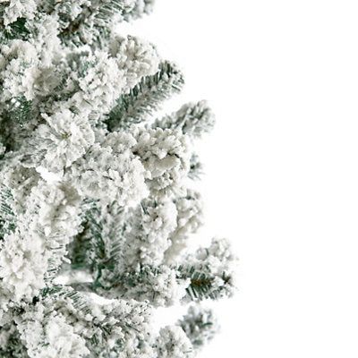 7ft Flocked spruce pine Green Snow tipped effect Wrapped Slim ...