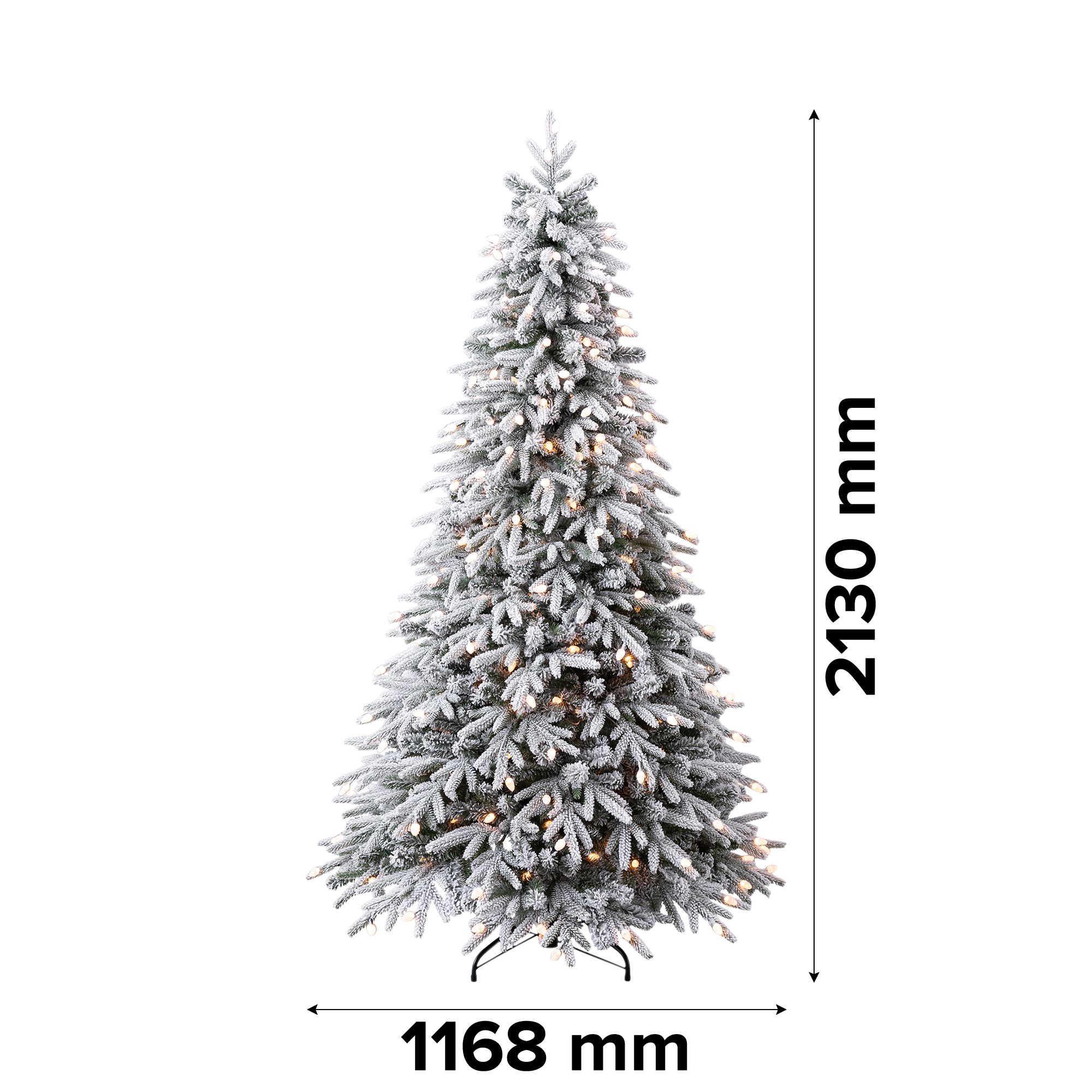 7FT FULL OCTANIS WARM WHITE LED HINGED PRE-LIT FLOCKED EFFECT ...