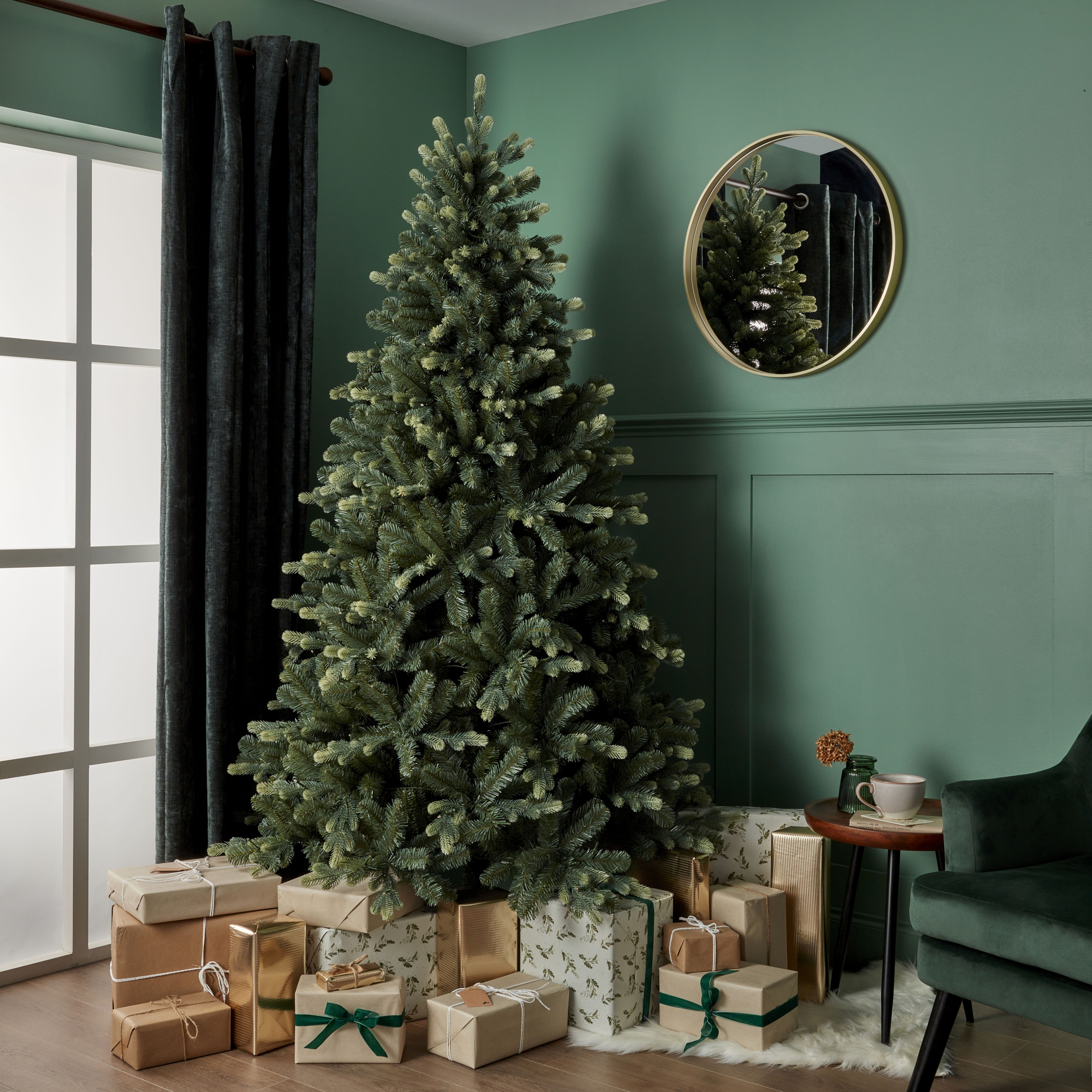 7ft Full Olber Warm white LED Pre-lit Artificial Christmas tree - Green