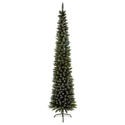 7ft Pencil Pine Green Wrapped Slim Artificial Christmas tree | DIY at B&Q