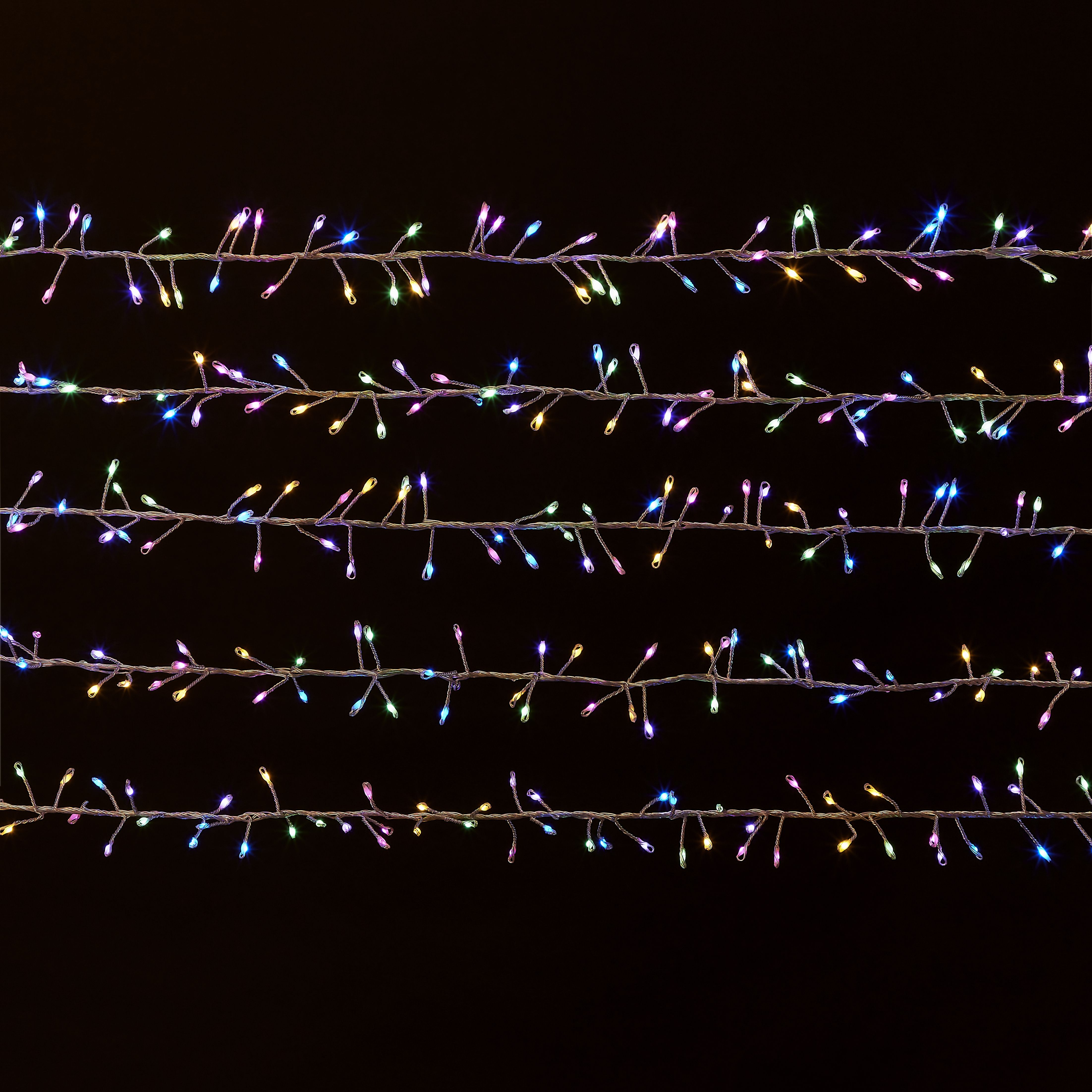 800 Rainbow LED Cluster string light With timer function & 19.96m Clear ...