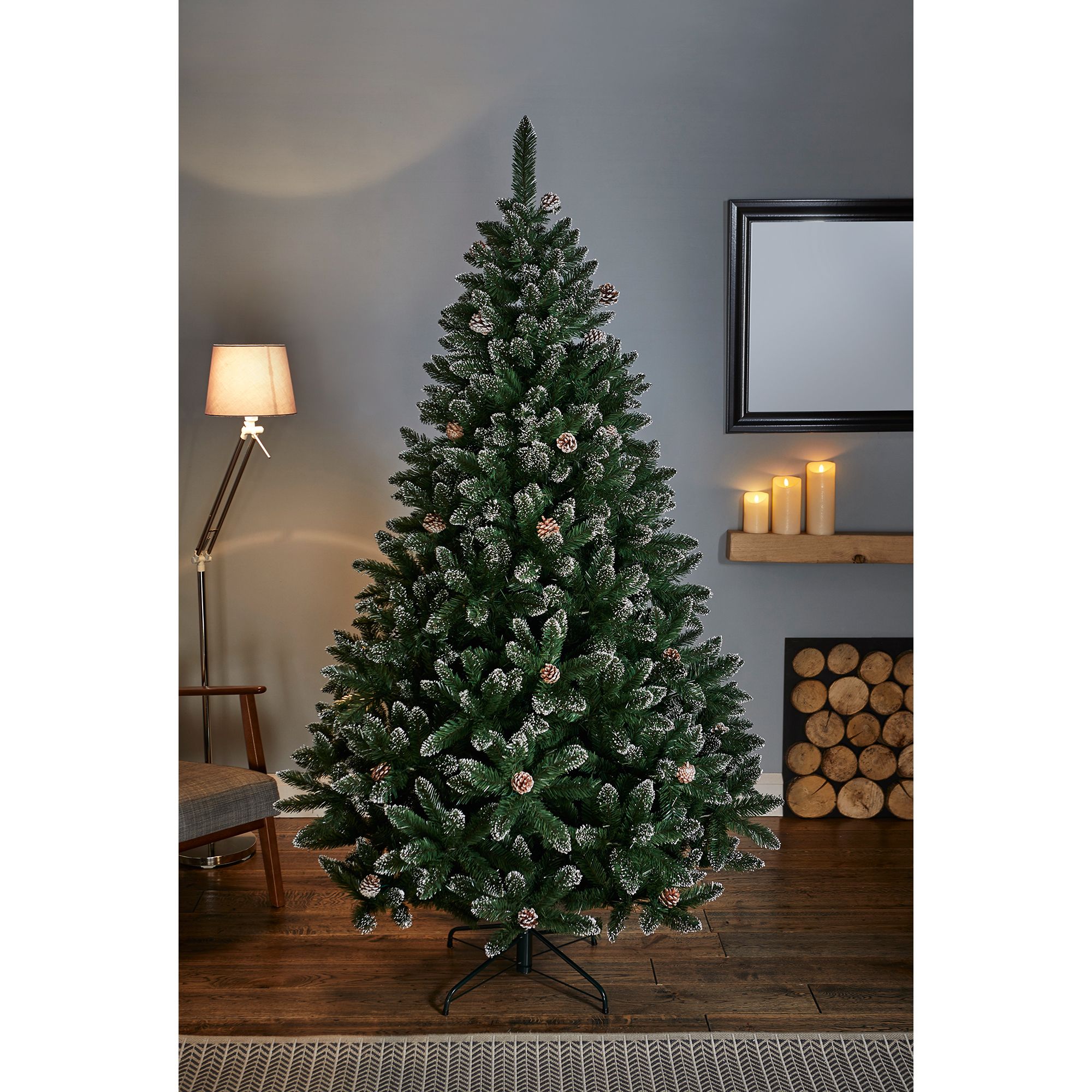 8ft Rocky Mountain Pine Green Hinged Full Artificial Christmas tree