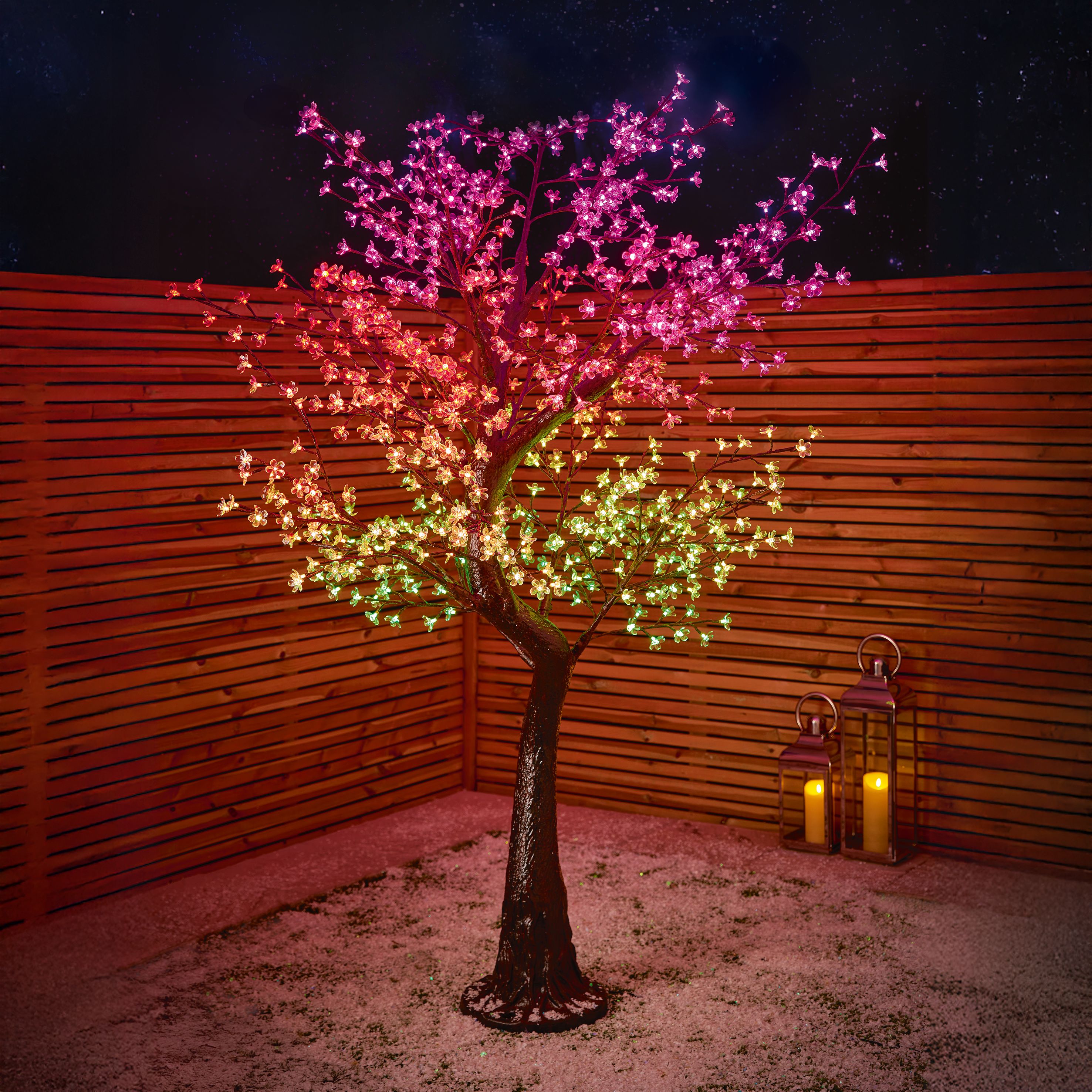 9ft Black Pre-lit RGB LED Cherry Blossom Artificial decorative tree