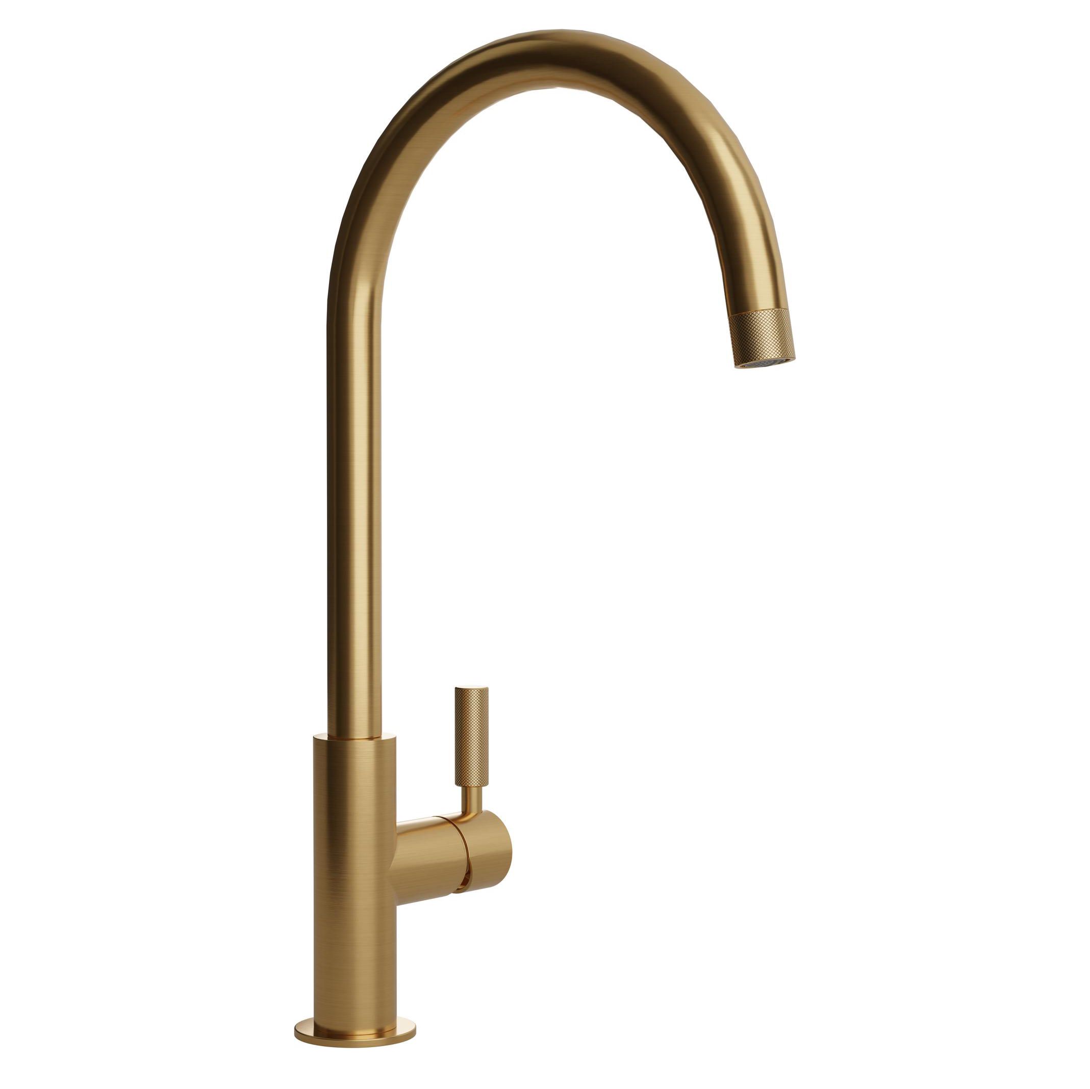 Abode Knurle Brass effect Kitchen Side lever Tap