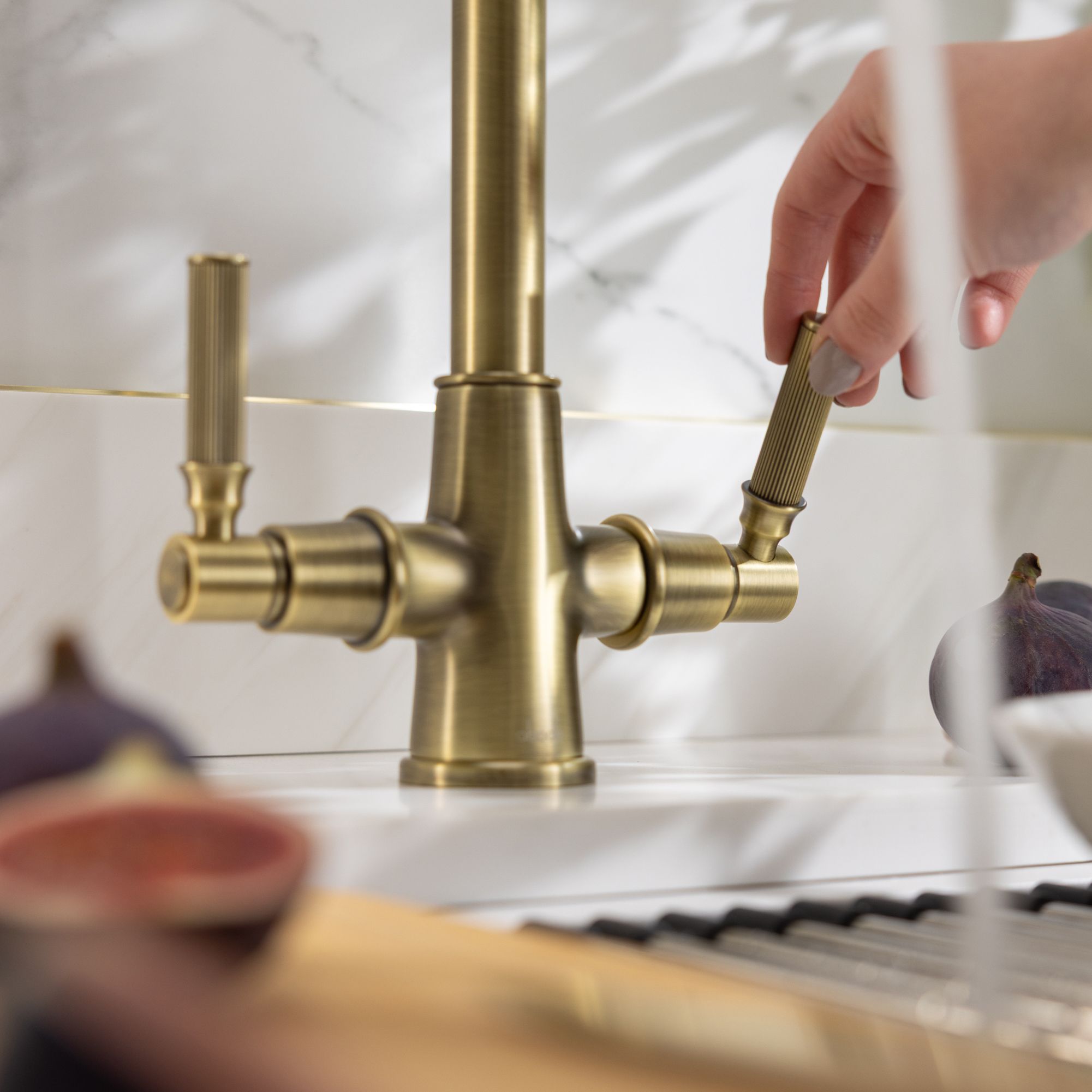 Abode Ridge Aged brass effect Kitchen Lever Tap