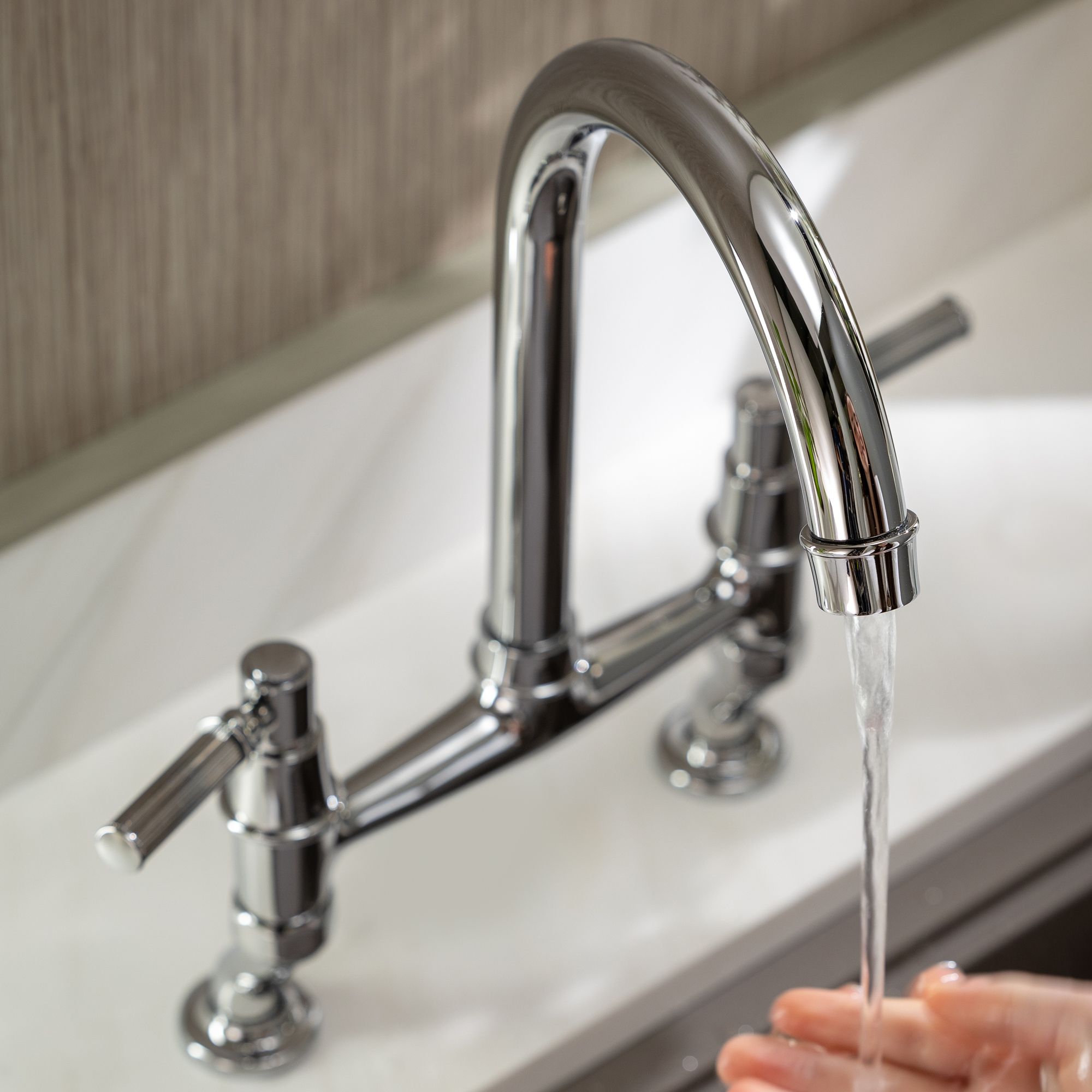 Abode Ridge Chrome-plated Kitchen Bridge mixer Tap