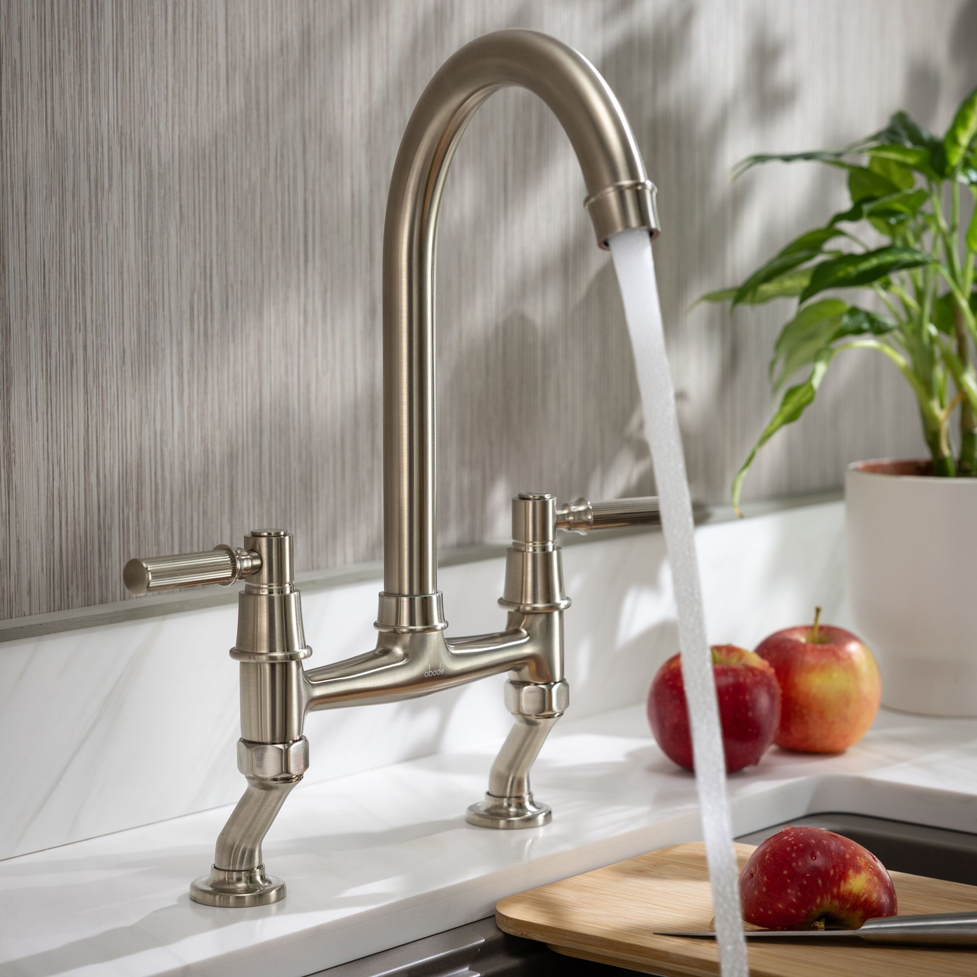 Abode Ridge Nickel effect Kitchen Bridge mixer Tap