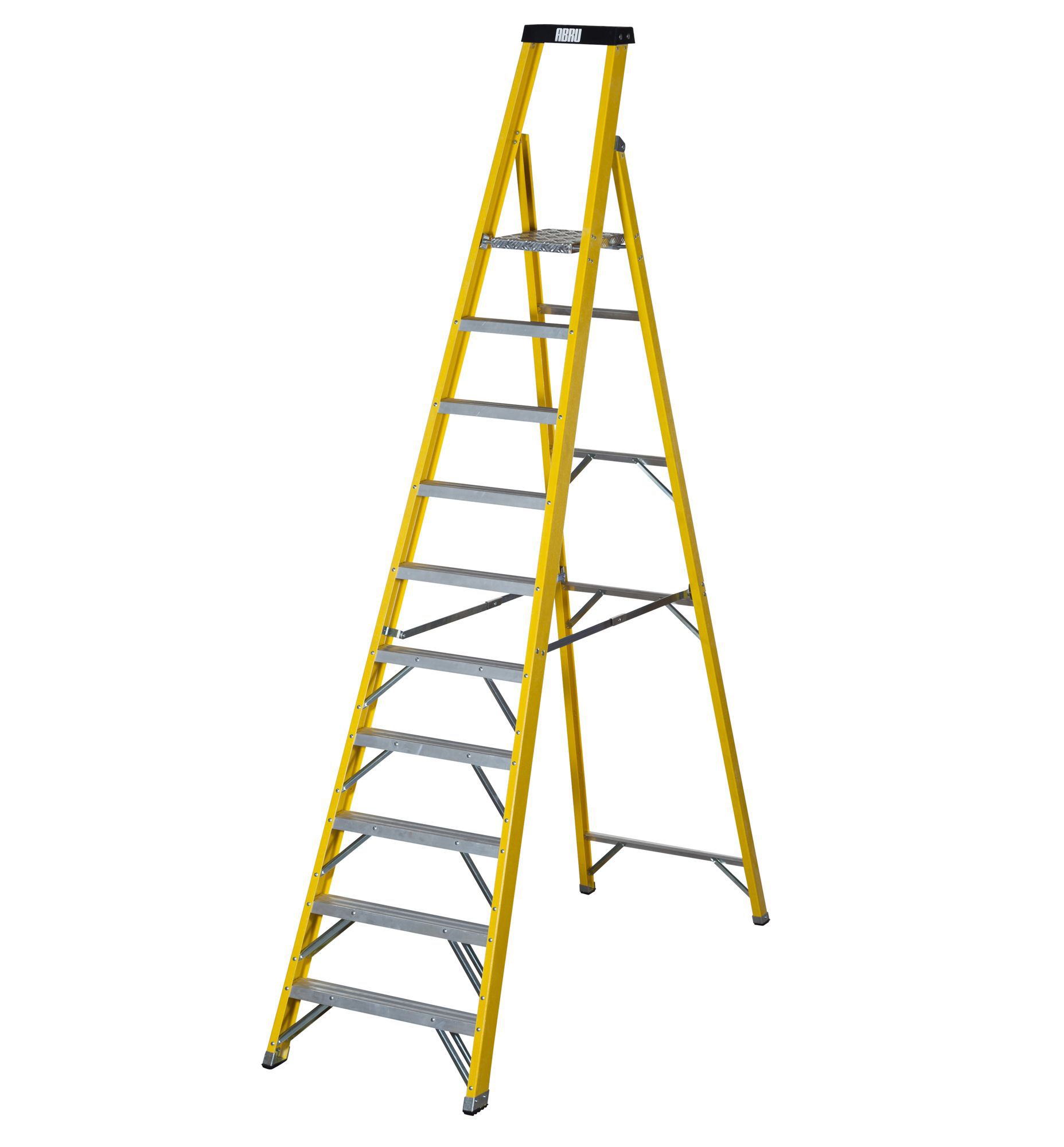 Abru 10 tread Fibreglass Step ladder, 3.17m | DIY at B&Q