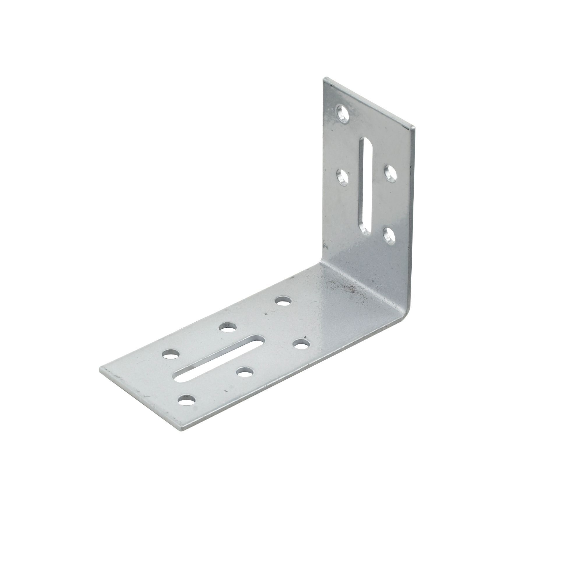 Abru Silver effect Powder-coated Steel Angle bracket (H)35mm (W)80mm (L ...