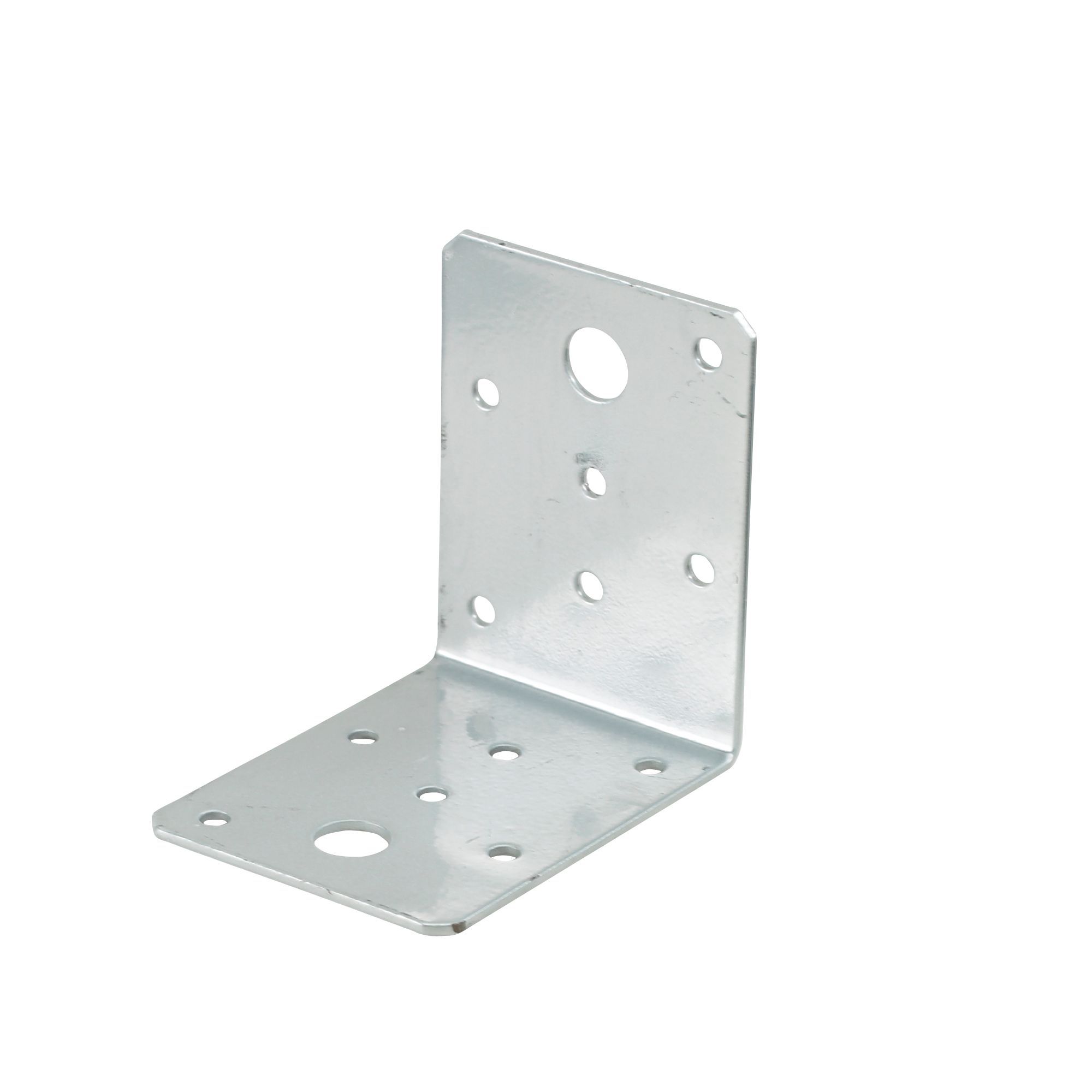 Abru Silver effect Powder-coated Steel Angle bracket (H)55mm (W)70mm (L ...
