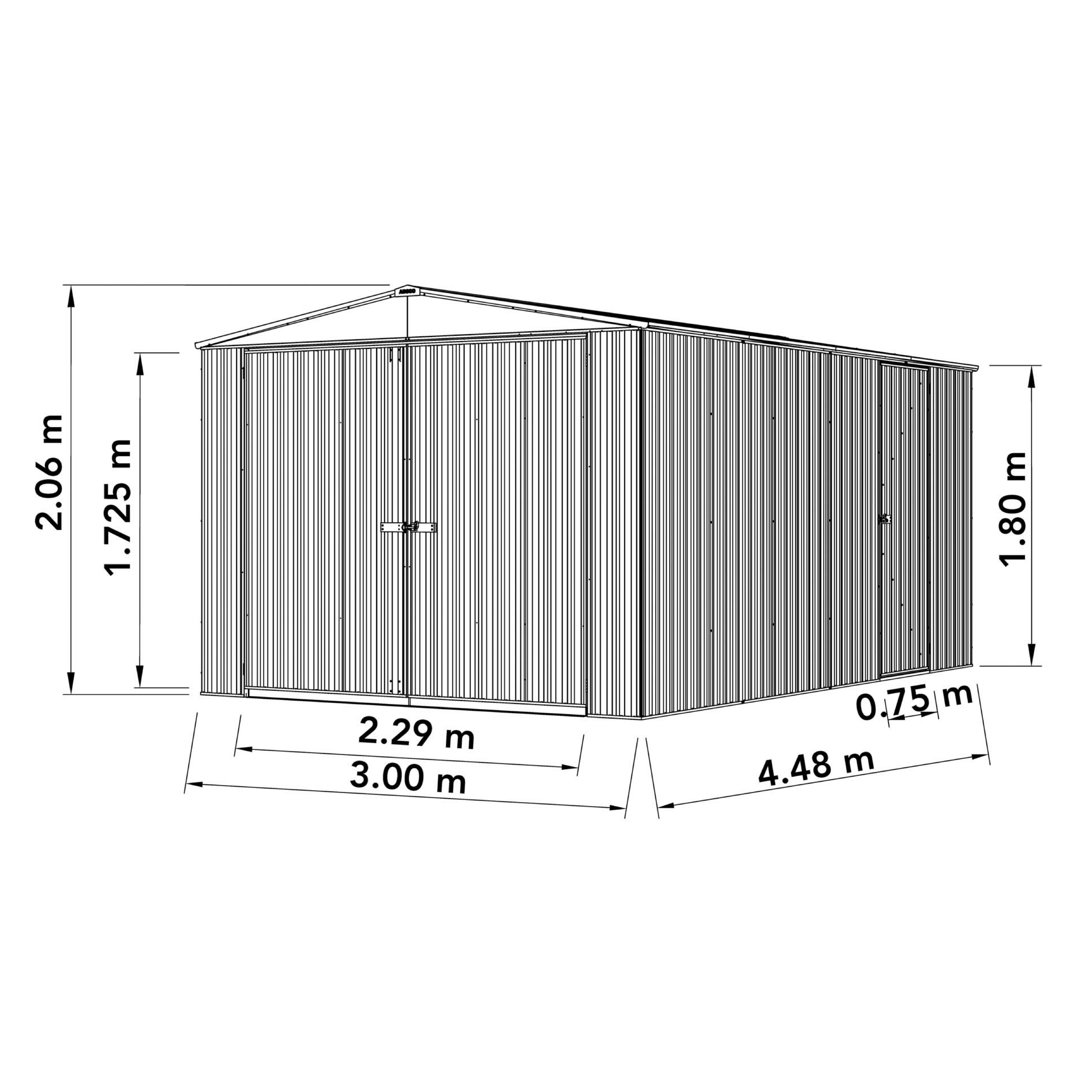 Absco 10x15 ft with Double door Apex Metal Workshop (H)2060mm x (W)3000mm