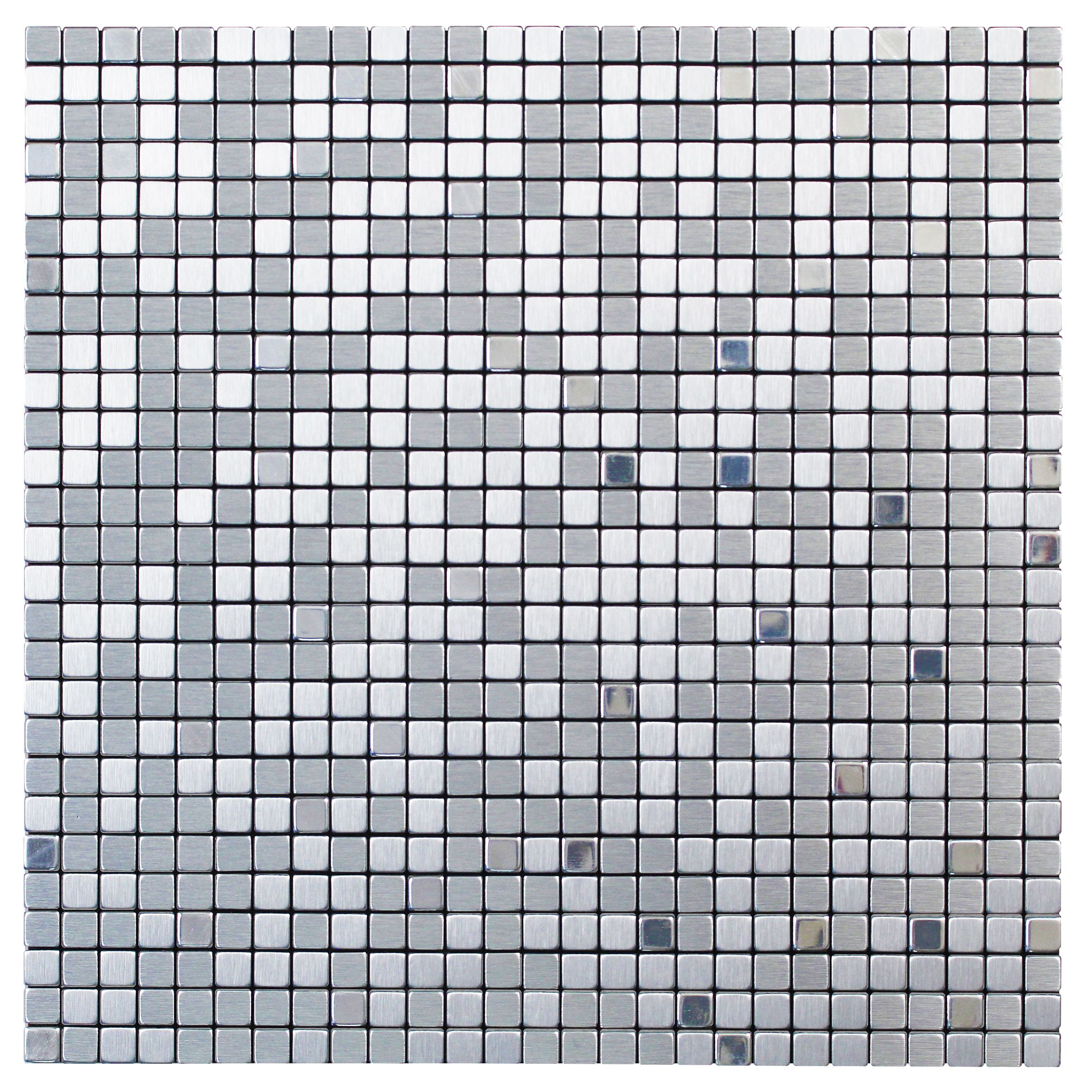Abu dhabi Brushed Matt Square Metal Mosaic tile sheet, (L)300mm (W ...