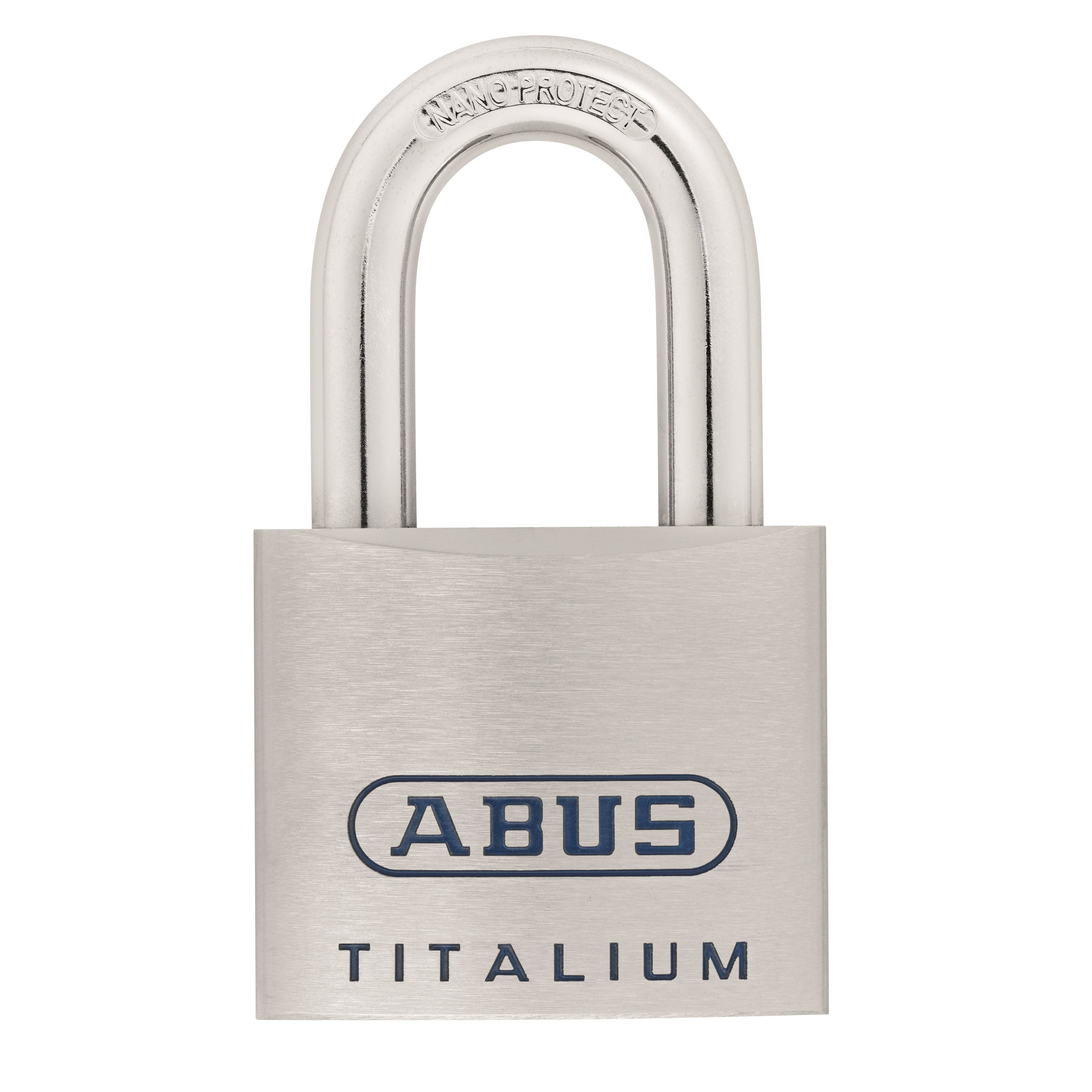 Abus Titalium Hardened steel Cylinder Open shackle Padlock (W)60mm | DIY at B&Q