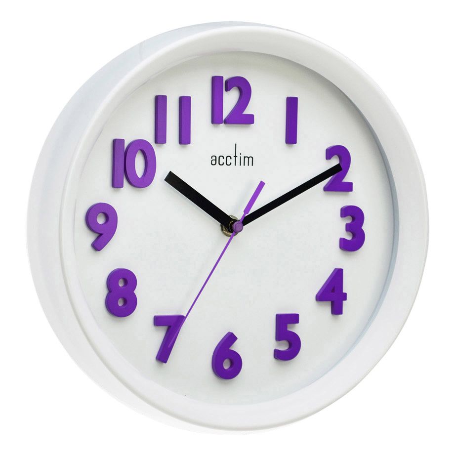 Acctim Halmstad Contemporary Purple & white Quartz Clock | DIY at B&Q
