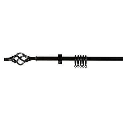 Acer Gloss Black Extendable Curtain pole, (L)1200mm-2100mm (Dia)13mm