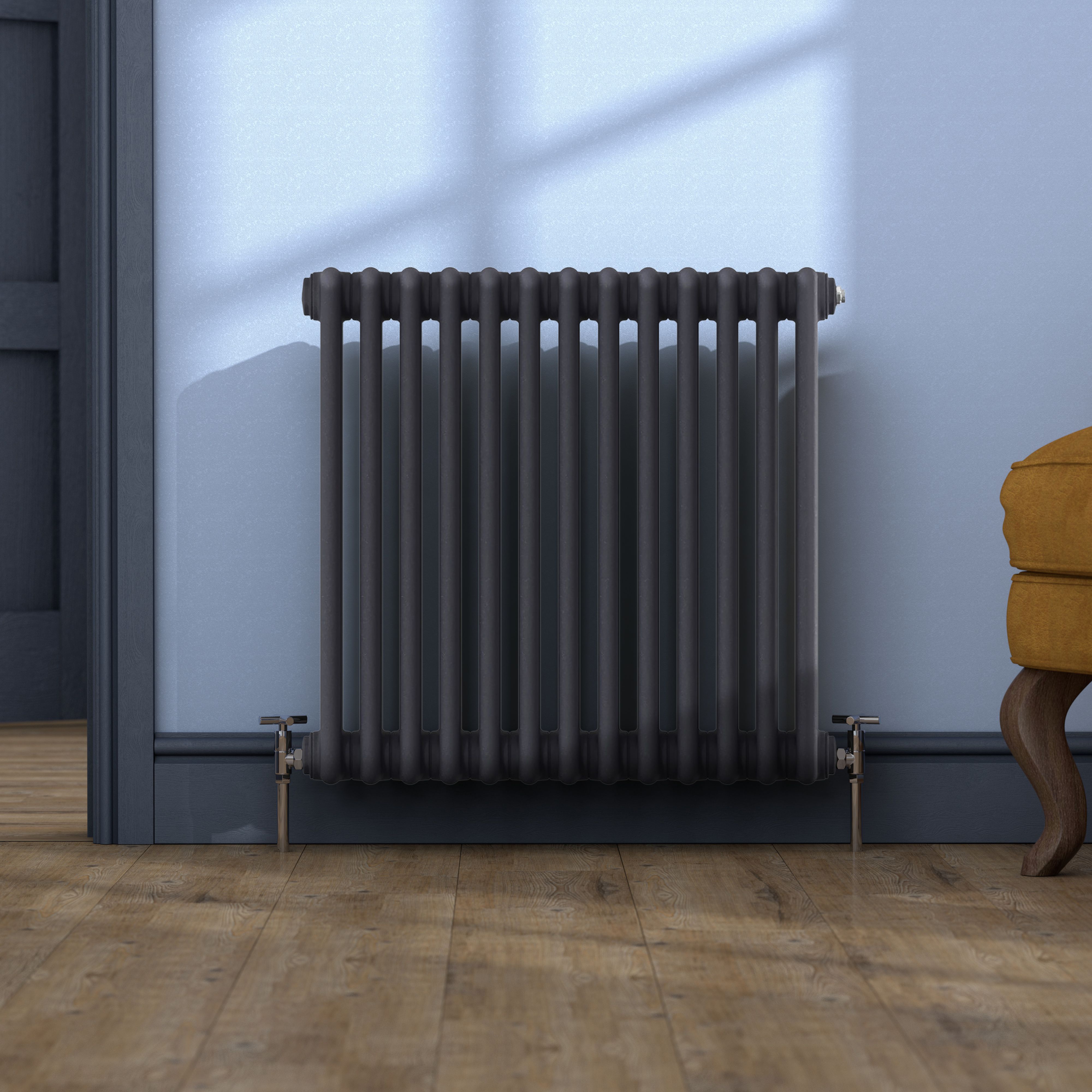 Acova Classic Blue night 3 Column Radiator, (W)628mm x (H)600mm