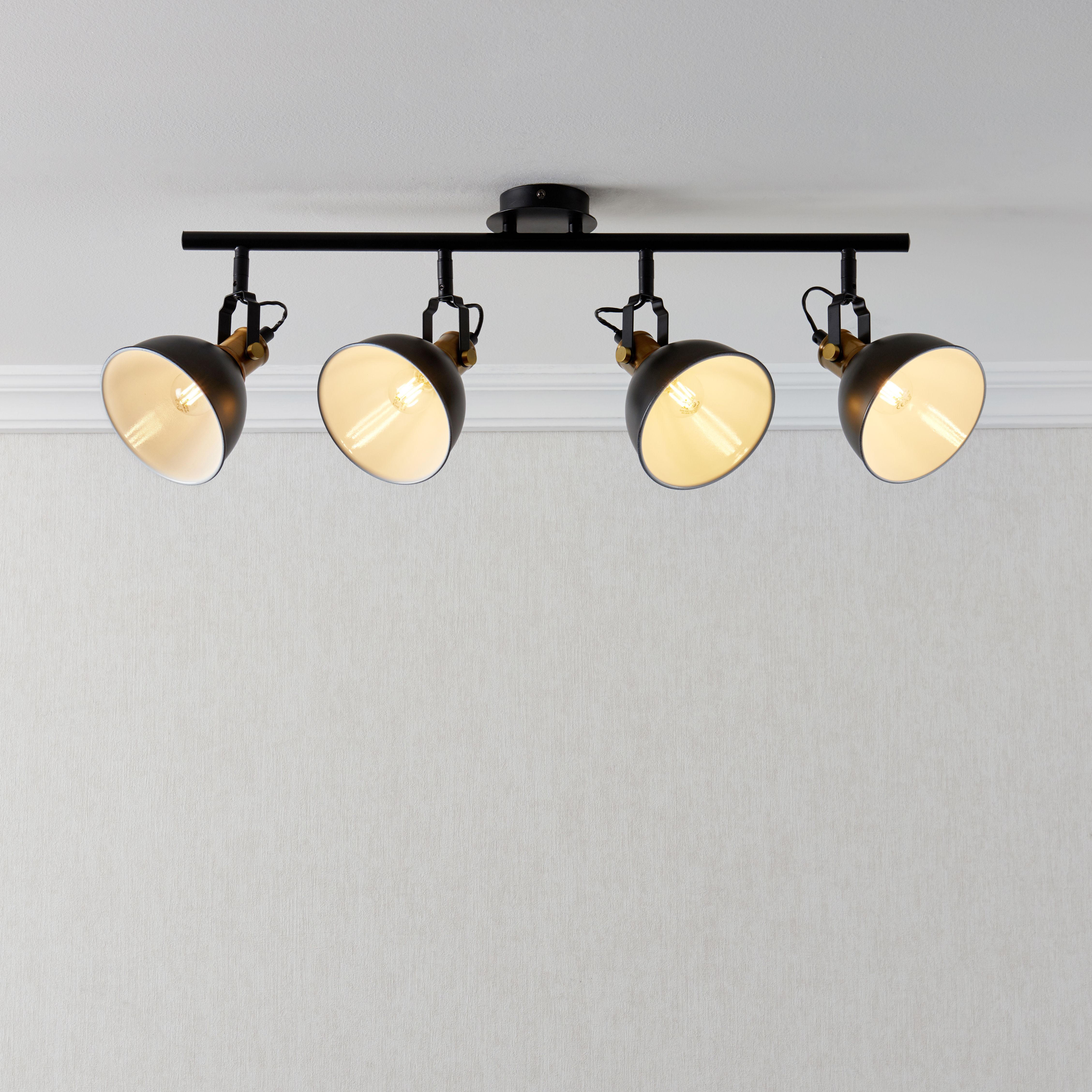 Acrobat Matt Black Gold effect 4 Light Spotlight bar - Refurbished