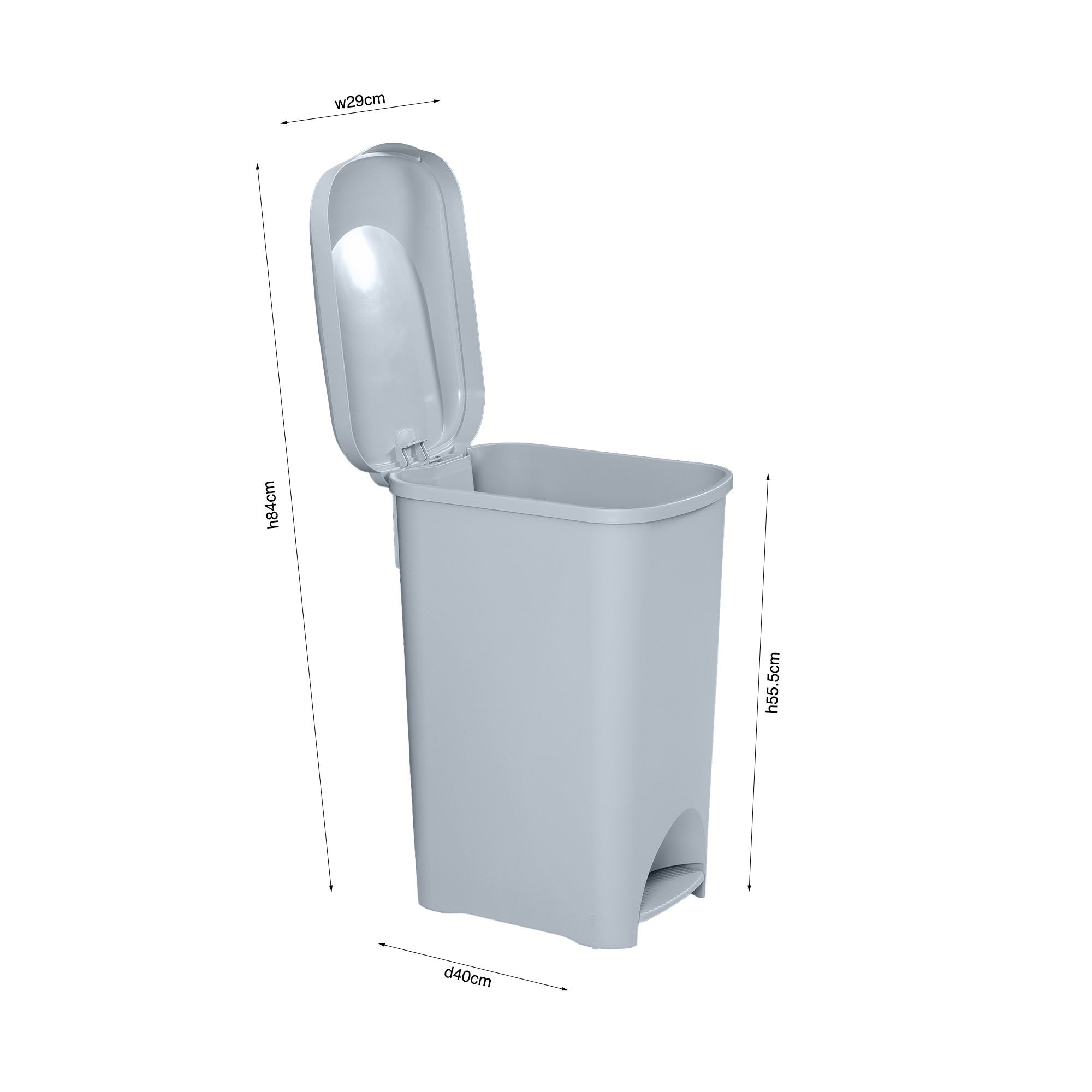 Addis Eco Range Pedal Standard Grey Plastic Bin - 40L Freestanding