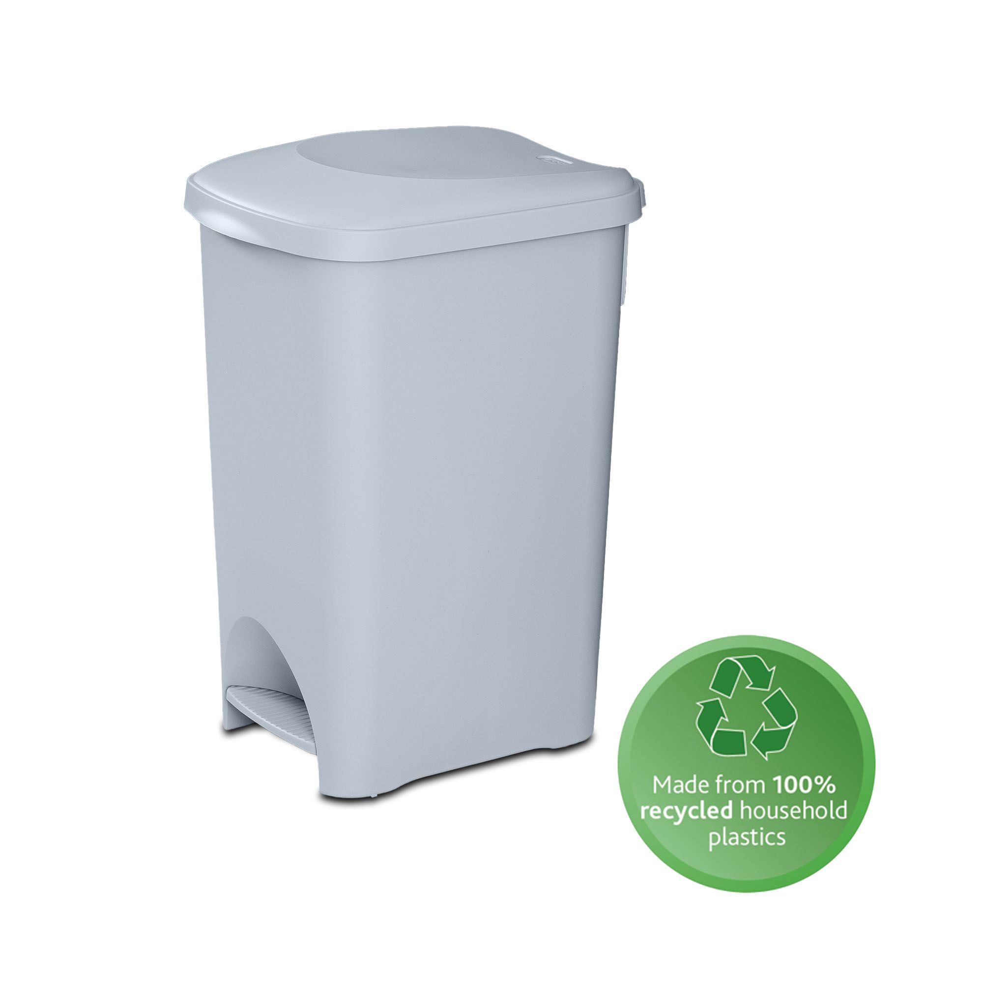Addis Eco Range Pedal Standard Grey Plastic Bin - 40L Freestanding