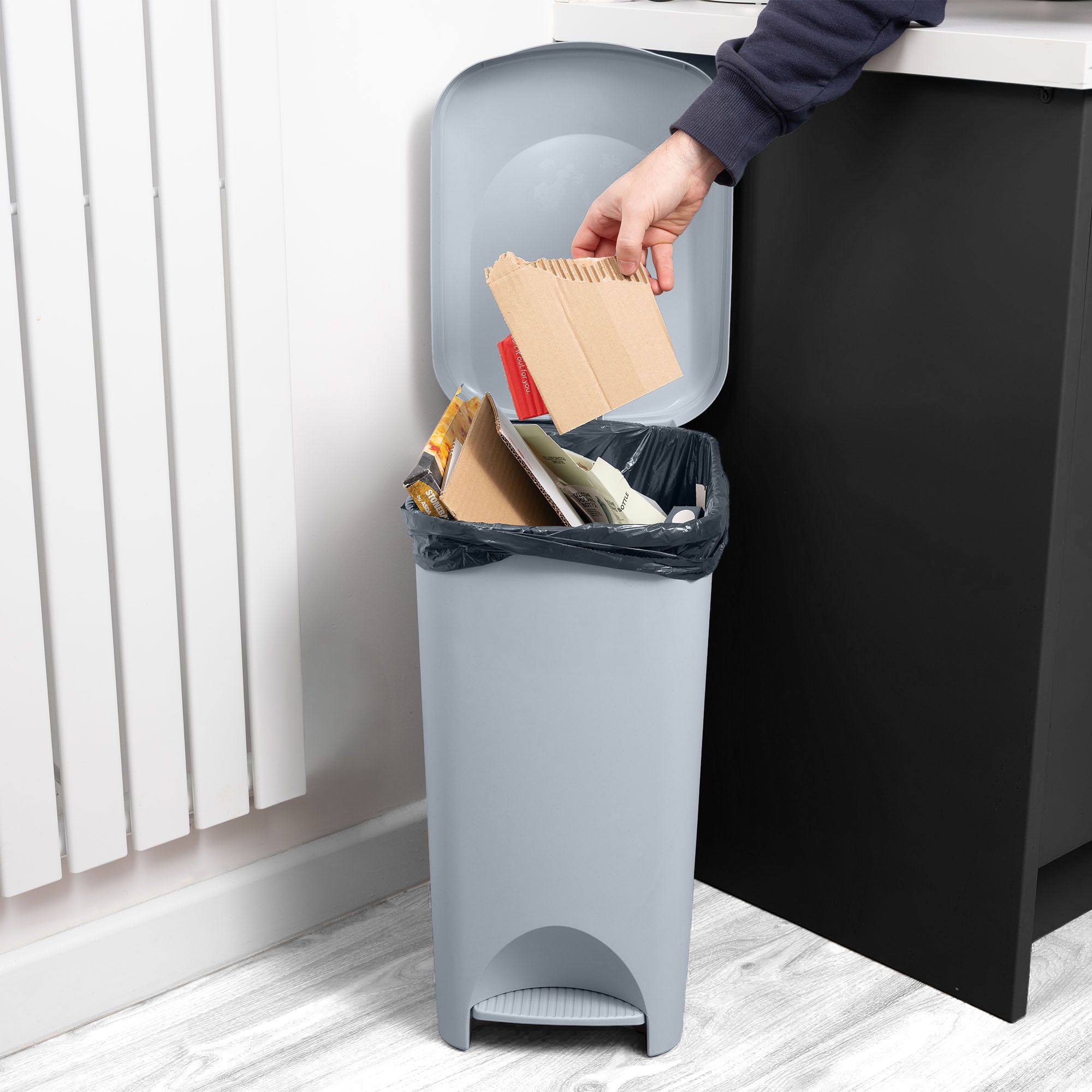 Addis Eco Range Pedal Standard Grey Plastic Bin - 40L Freestanding