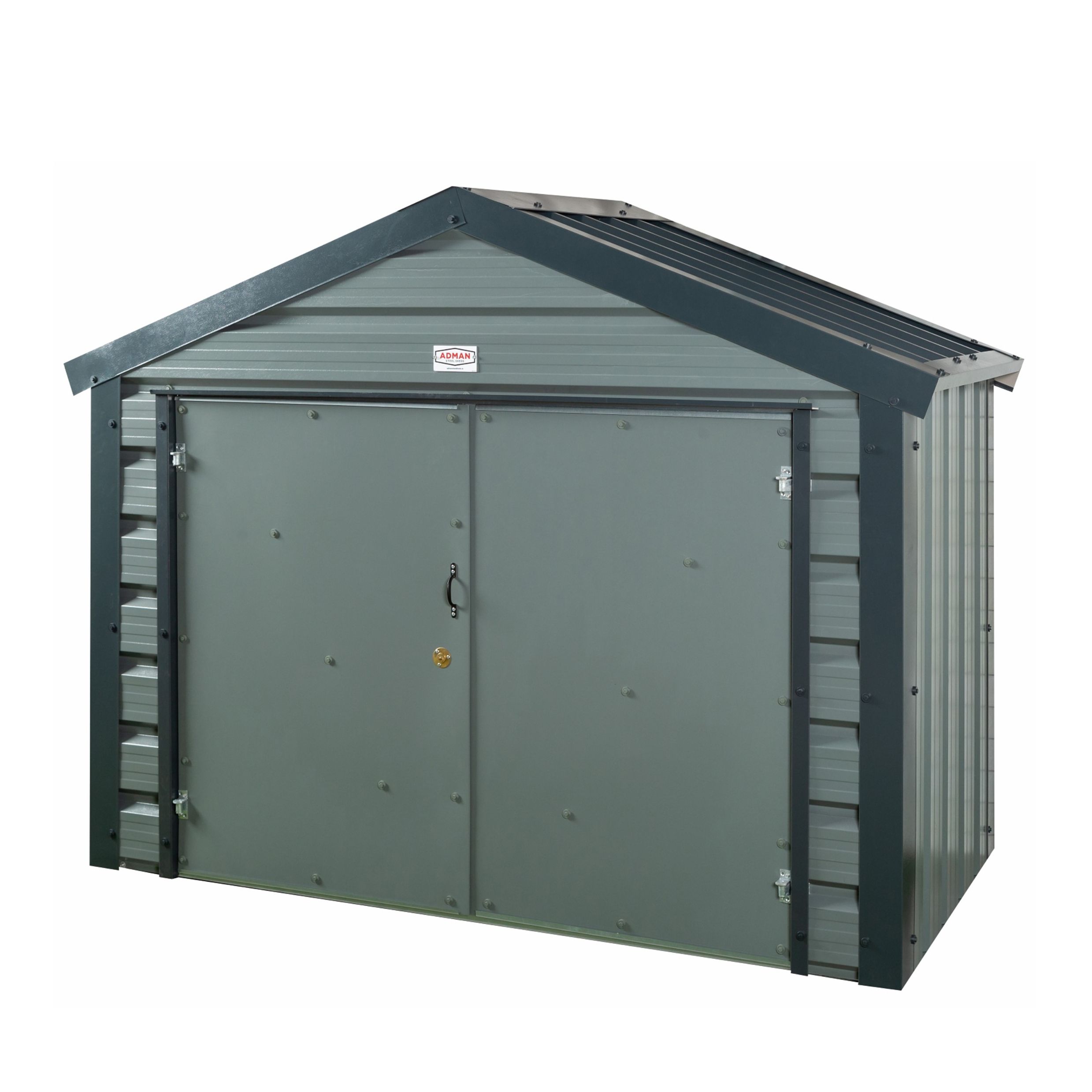 Adman Steel Sheds Ministore 10x4 ft Apex Olive Metal 2 door Shed with ...