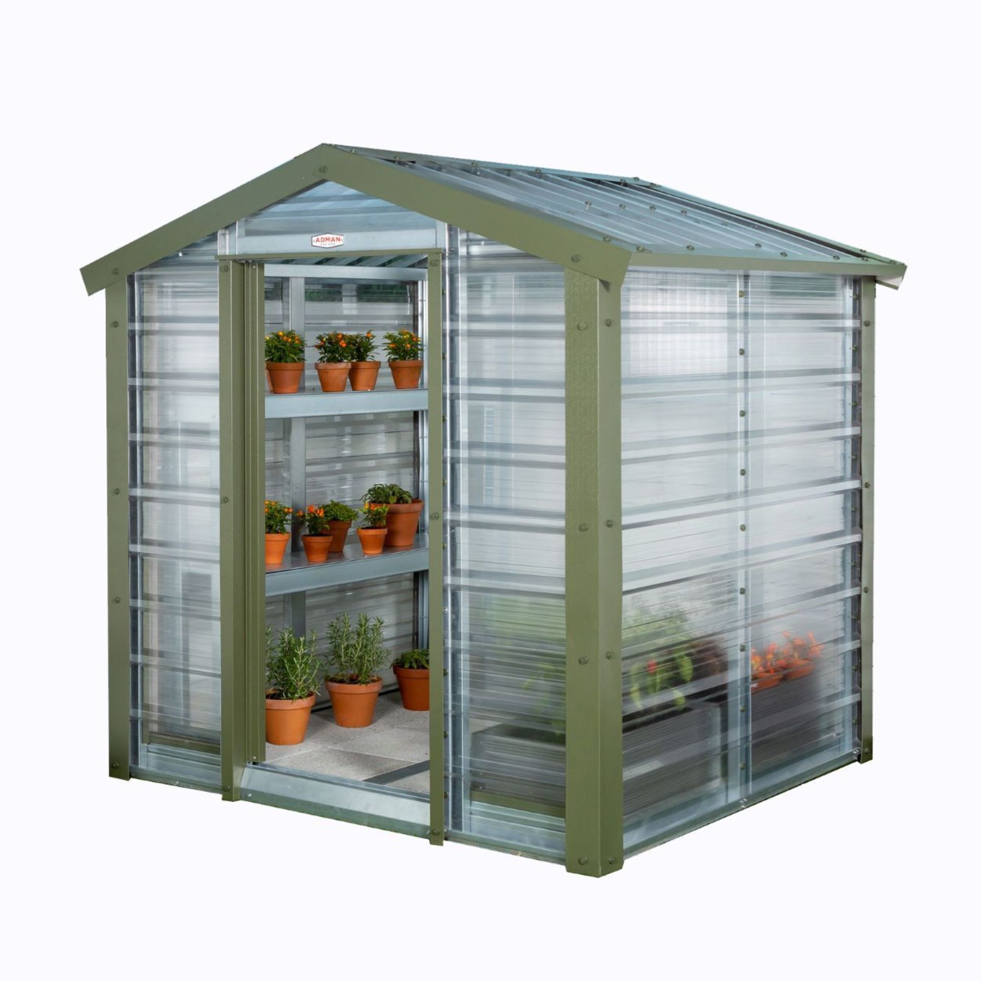 Adman Steel Sheds Multigrow 6.4x8.8 Greenhouse with Adjustable vent
