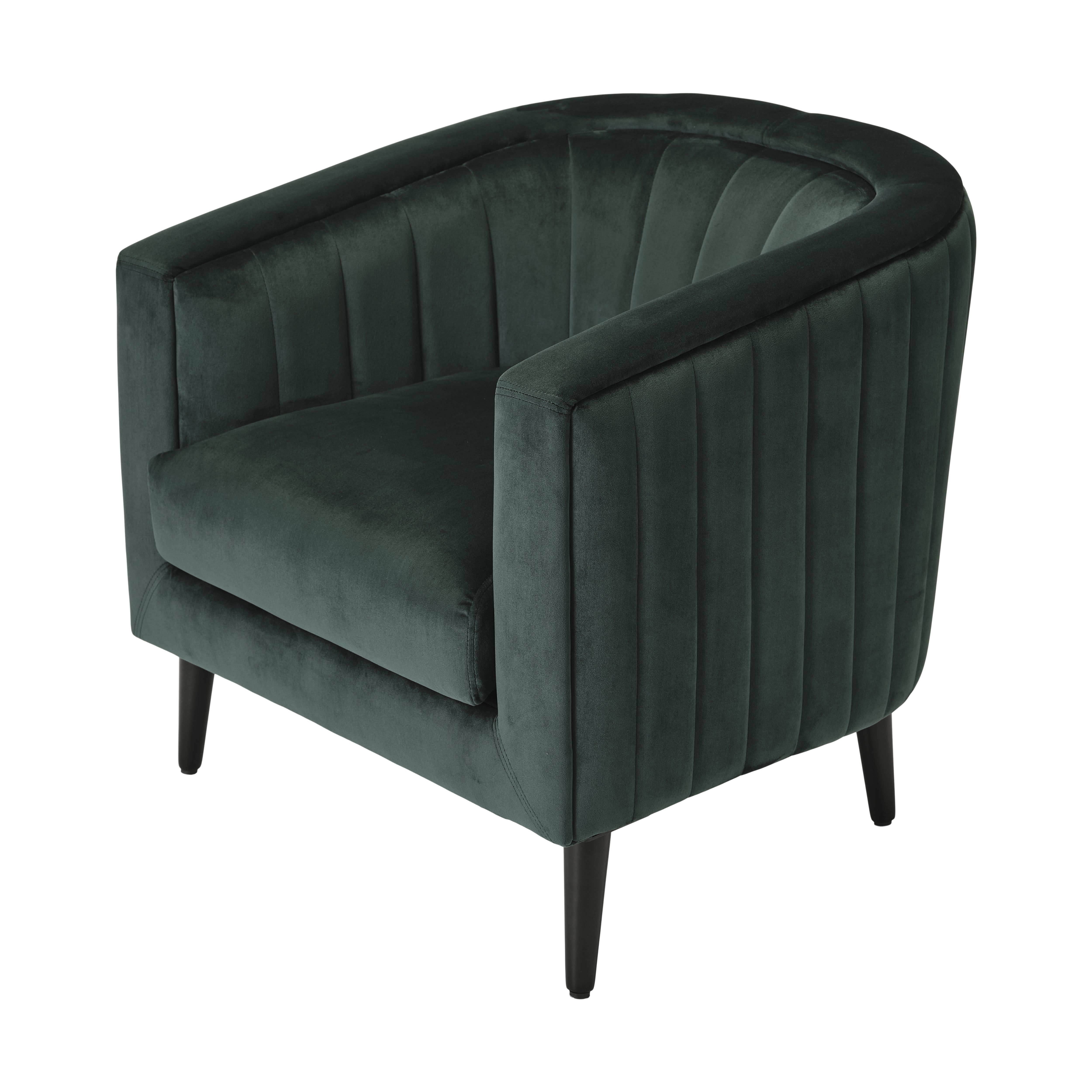 Adwen Dark green Velvet effect Relaxer chair H 735mm W 720mm D 755mm