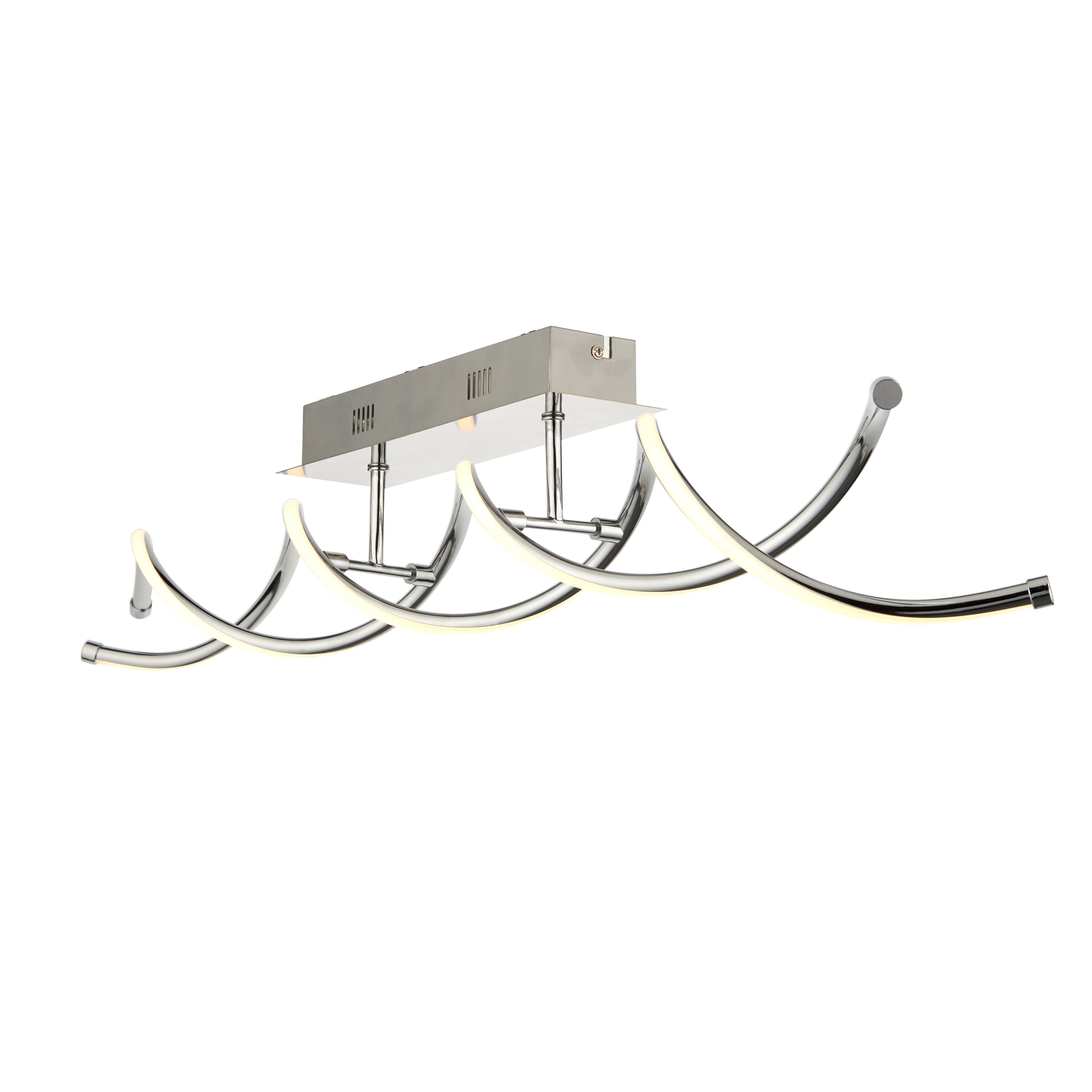 Agaris Spiral Gloss Steel Silver effect LED Ceiling light