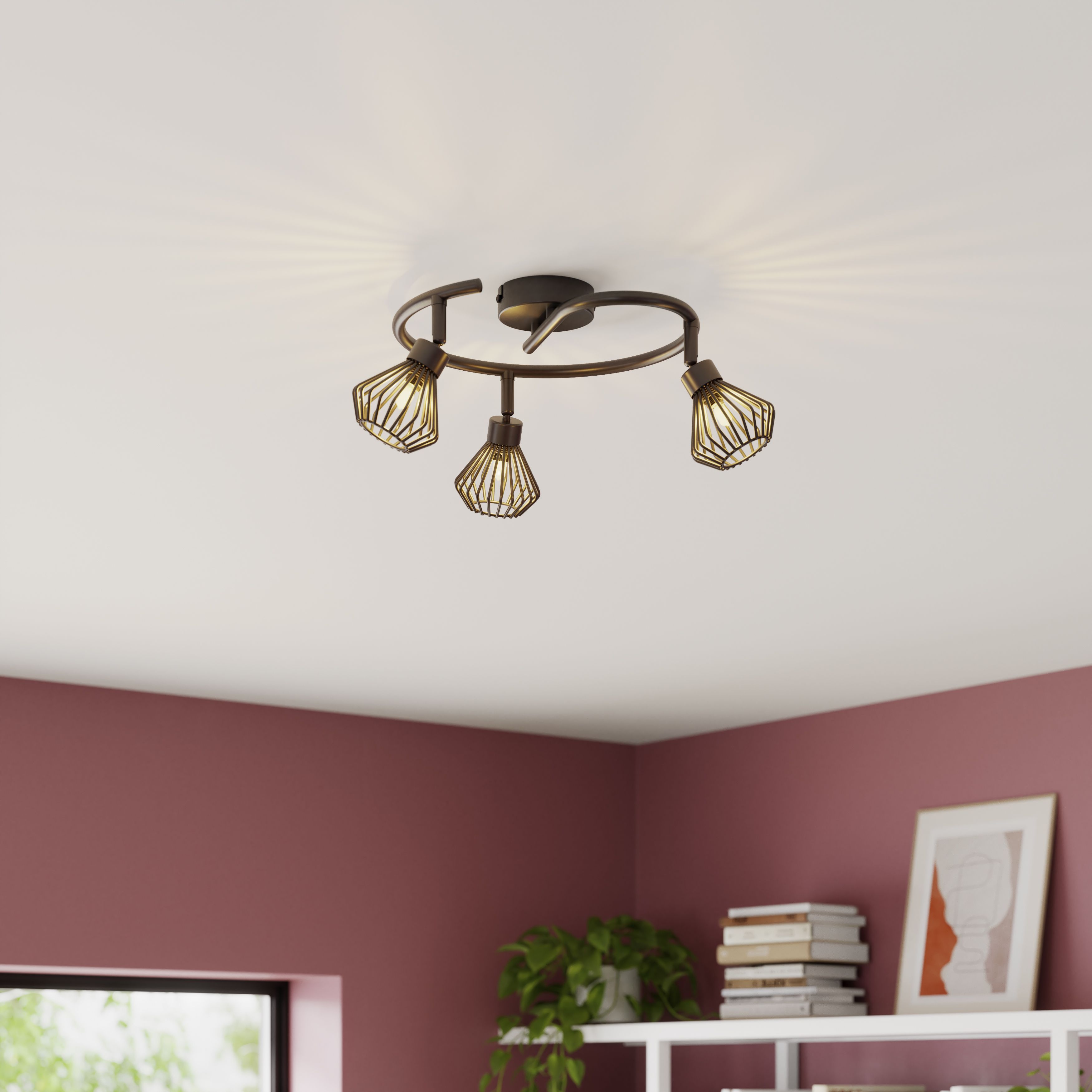 Akiak Spiral Matt Black 3 Light Spotlight