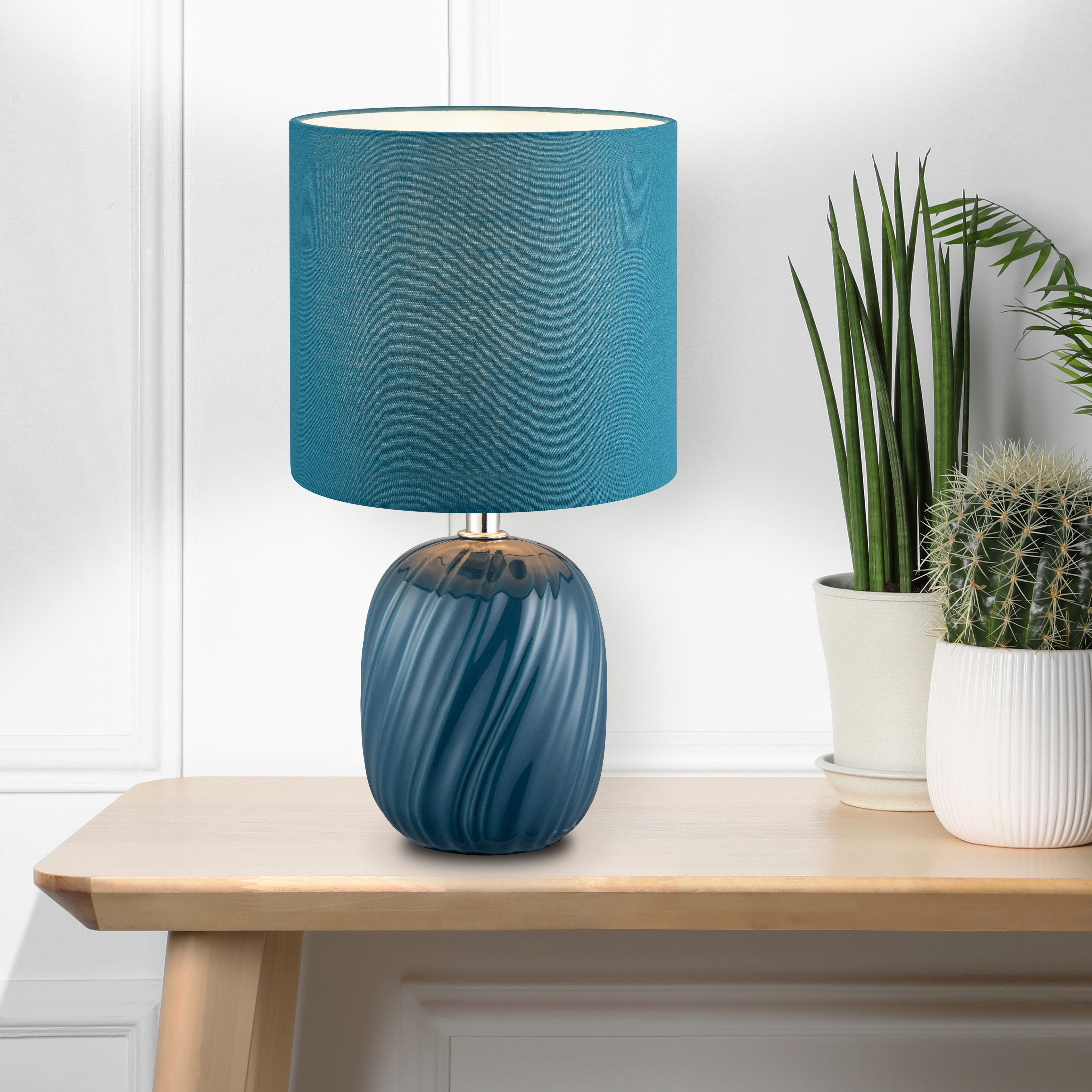 Albury Swirl Round Gloss Dark Blue Table lamp