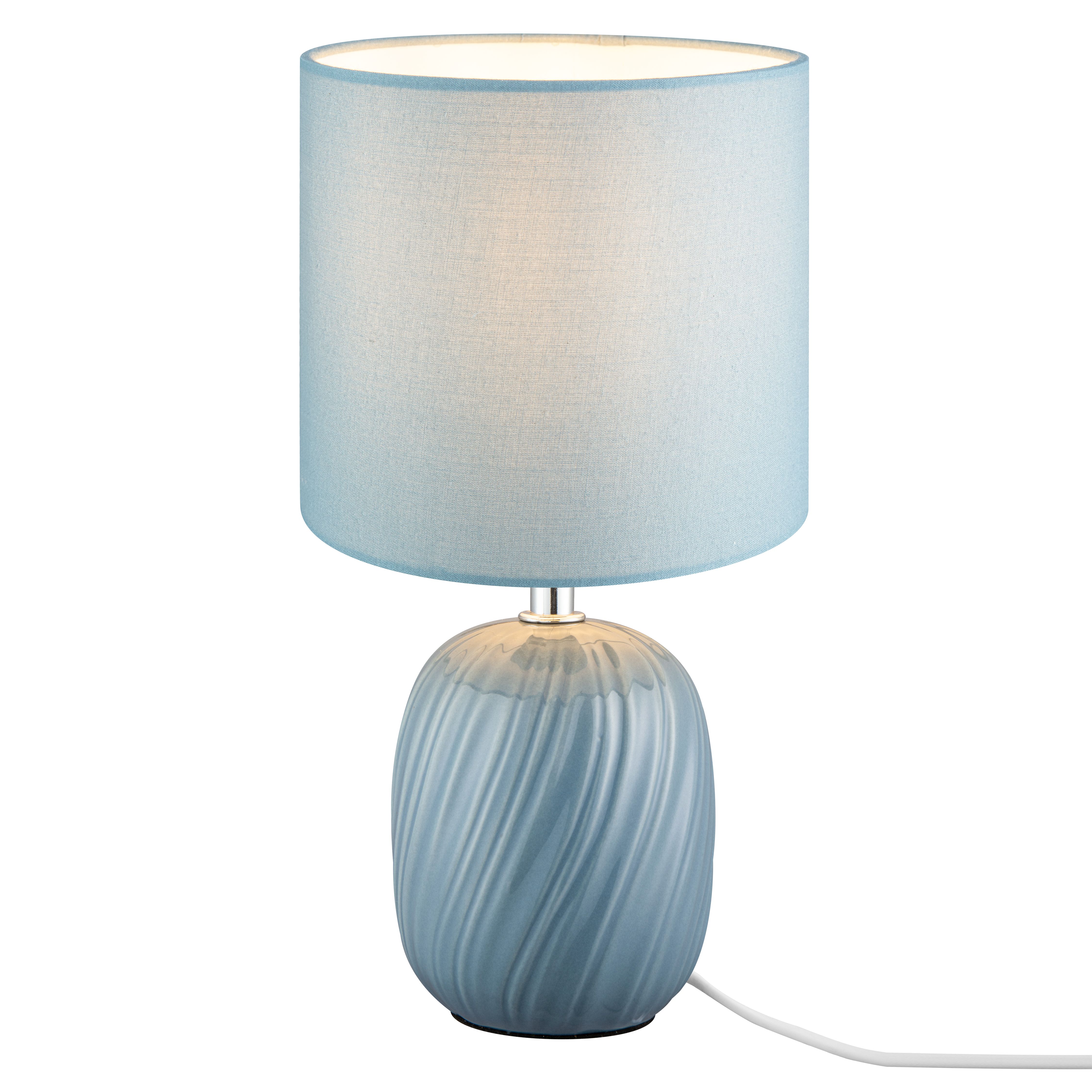 ALBURY SWIRL ROUND GLOSS LIGHT BLUE TABLE LAMP