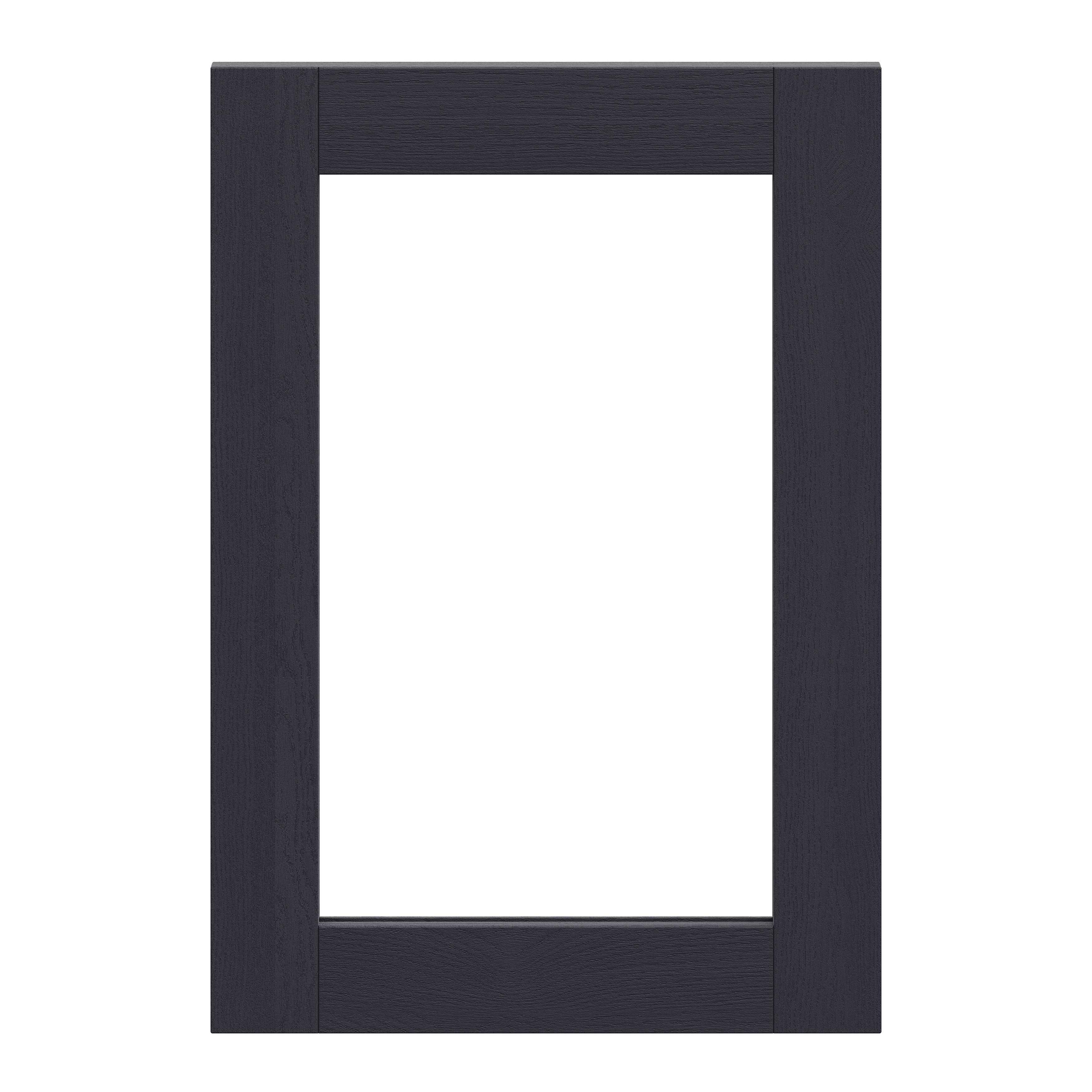 Alpinia Matt midnight navy wood effect Shaker Glazed Cabinet door (W ...