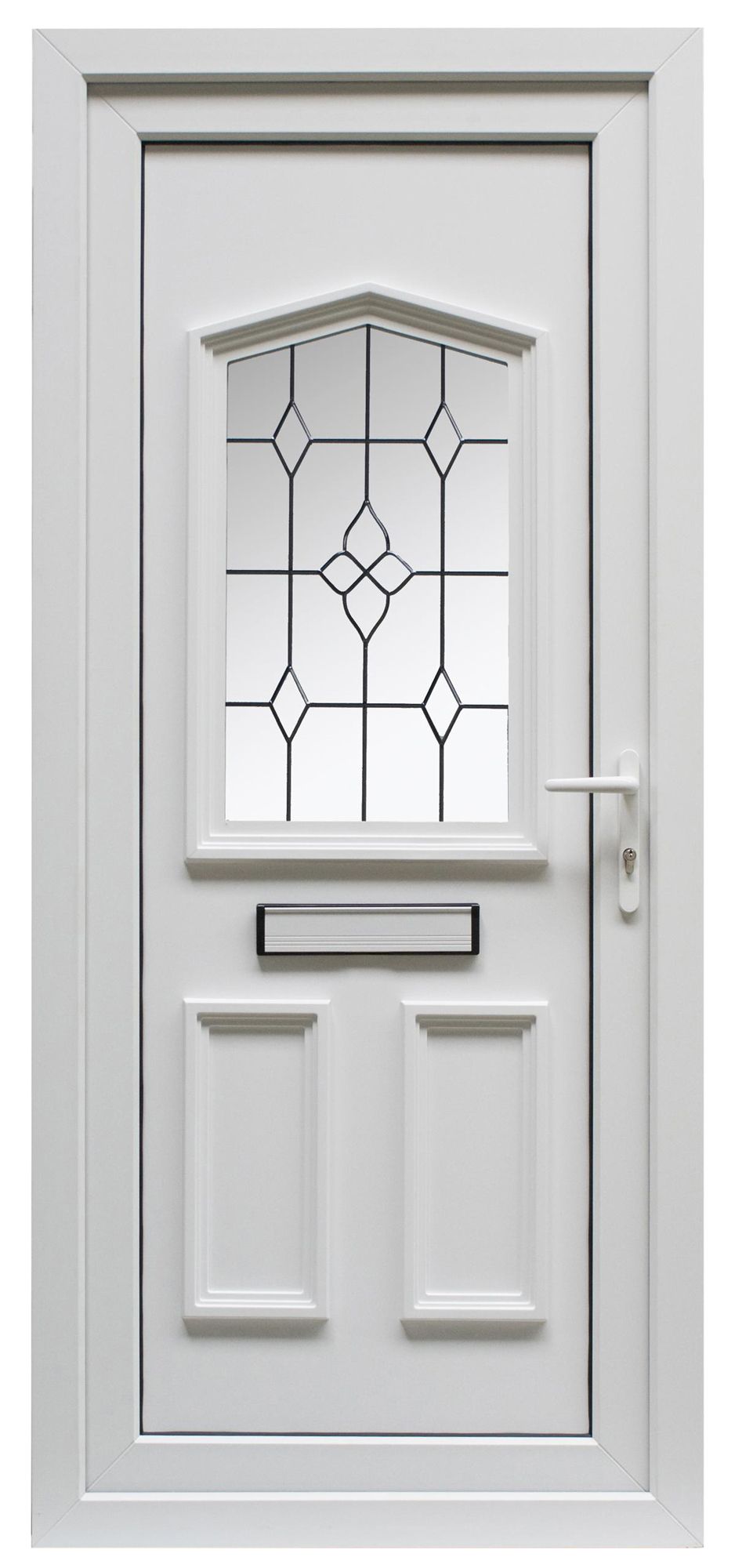 Amberley 2 panel White PVCu Glazed External Front door & frame LH, (H ...