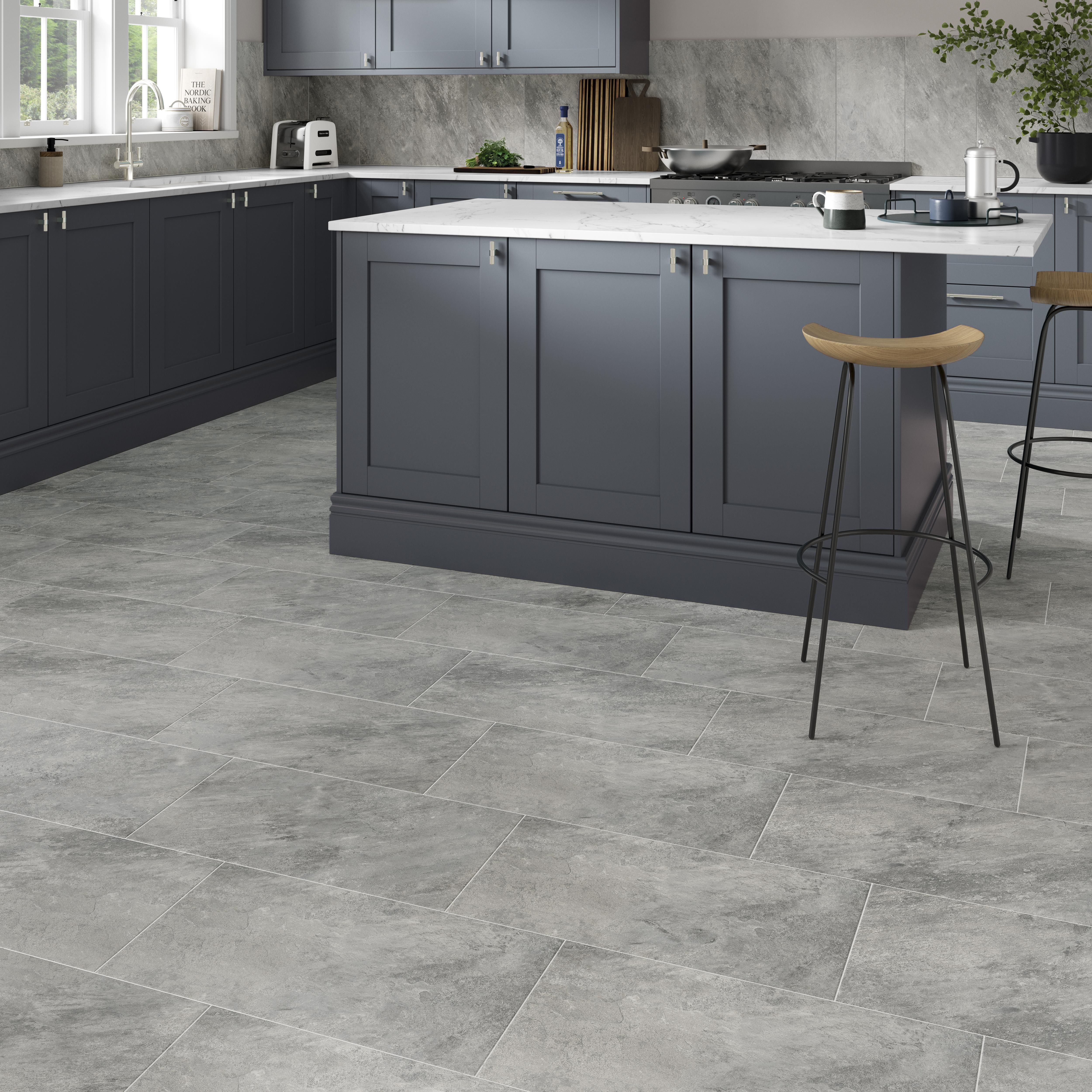 Andes Grey Matt Stone effect Porcelain Indoor Wall & floor Tile Sample