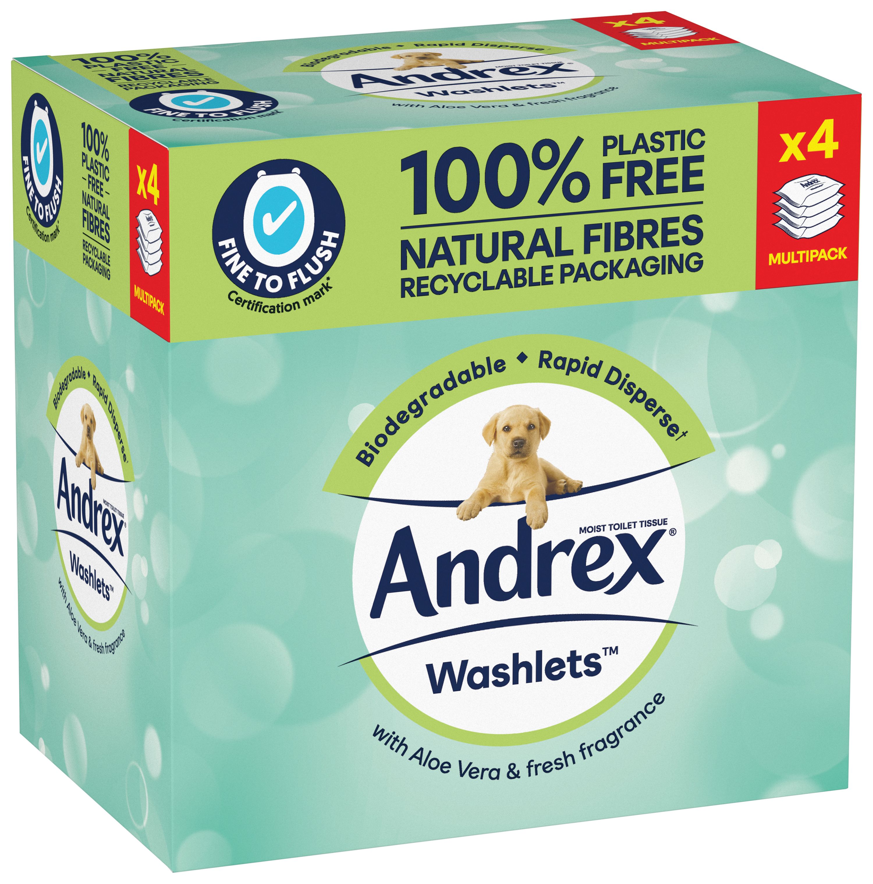 Andrex Washlets White Moist toilet tissue, Pack of 4 | DIY at B&Q