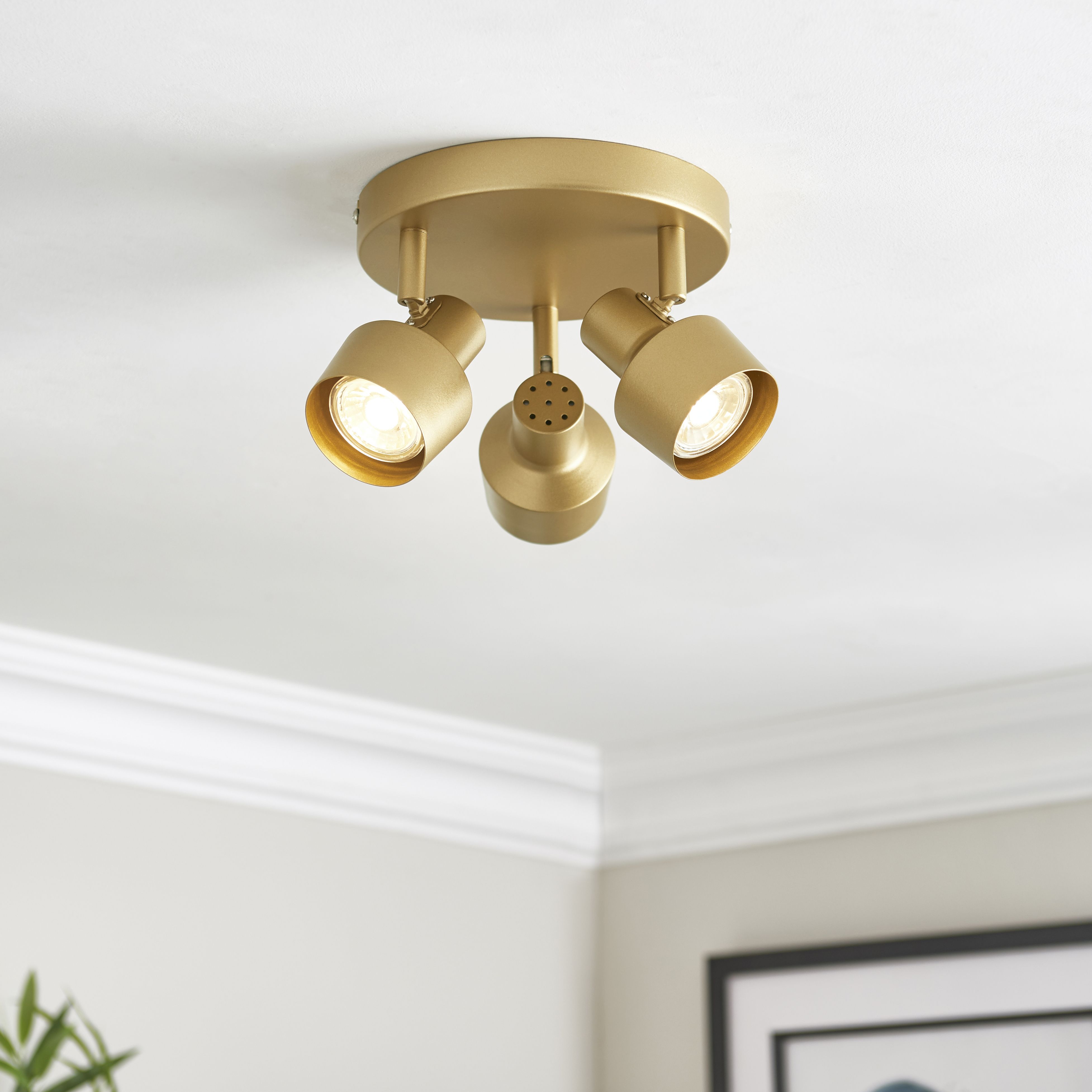 Anise Modern Satin gold effect 3 Light Spotlight plate | DIY at B&Q