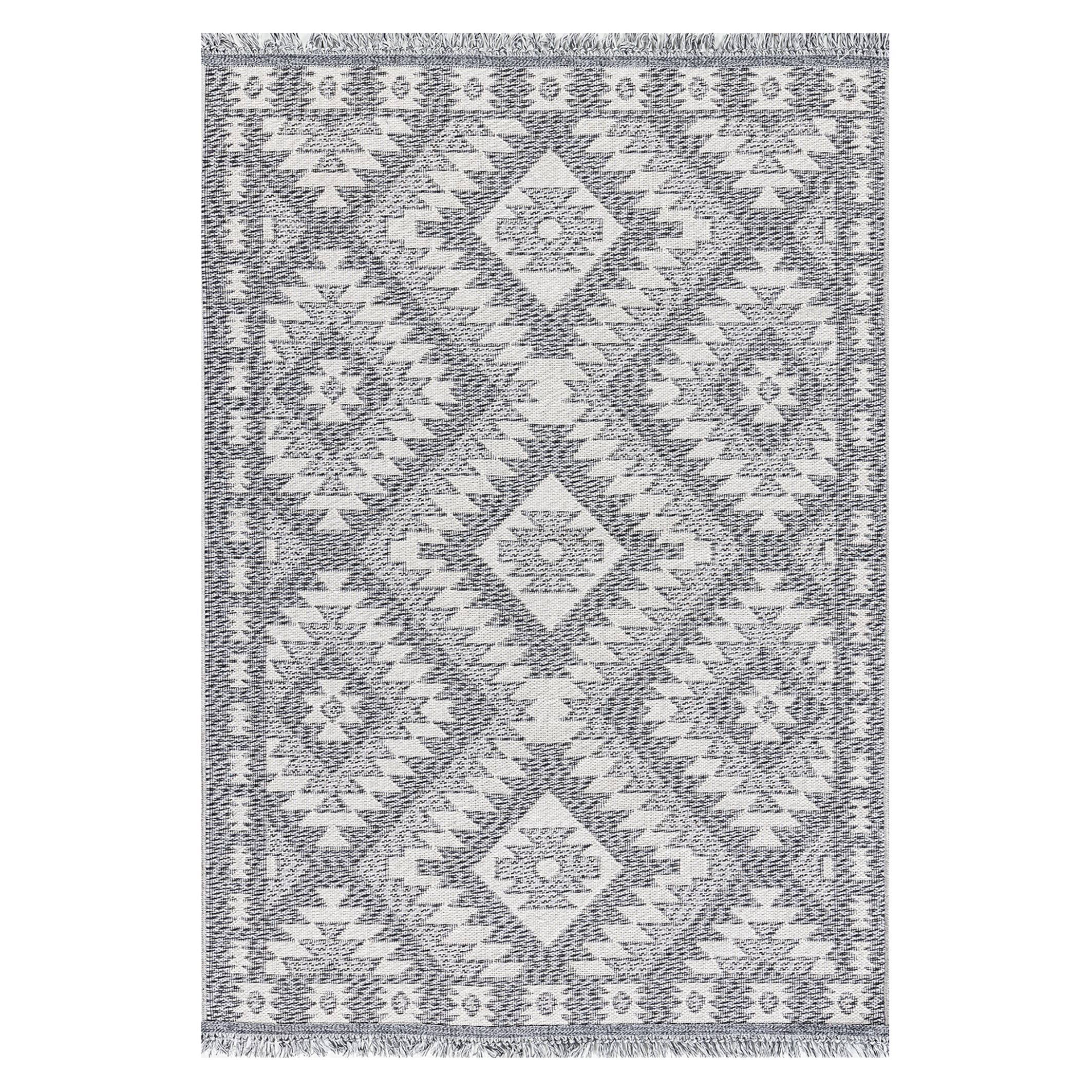 Ankara Grey Aztec Woven effect Medium Rug, (L)170cm x (W)120cm | DIY at B&Q