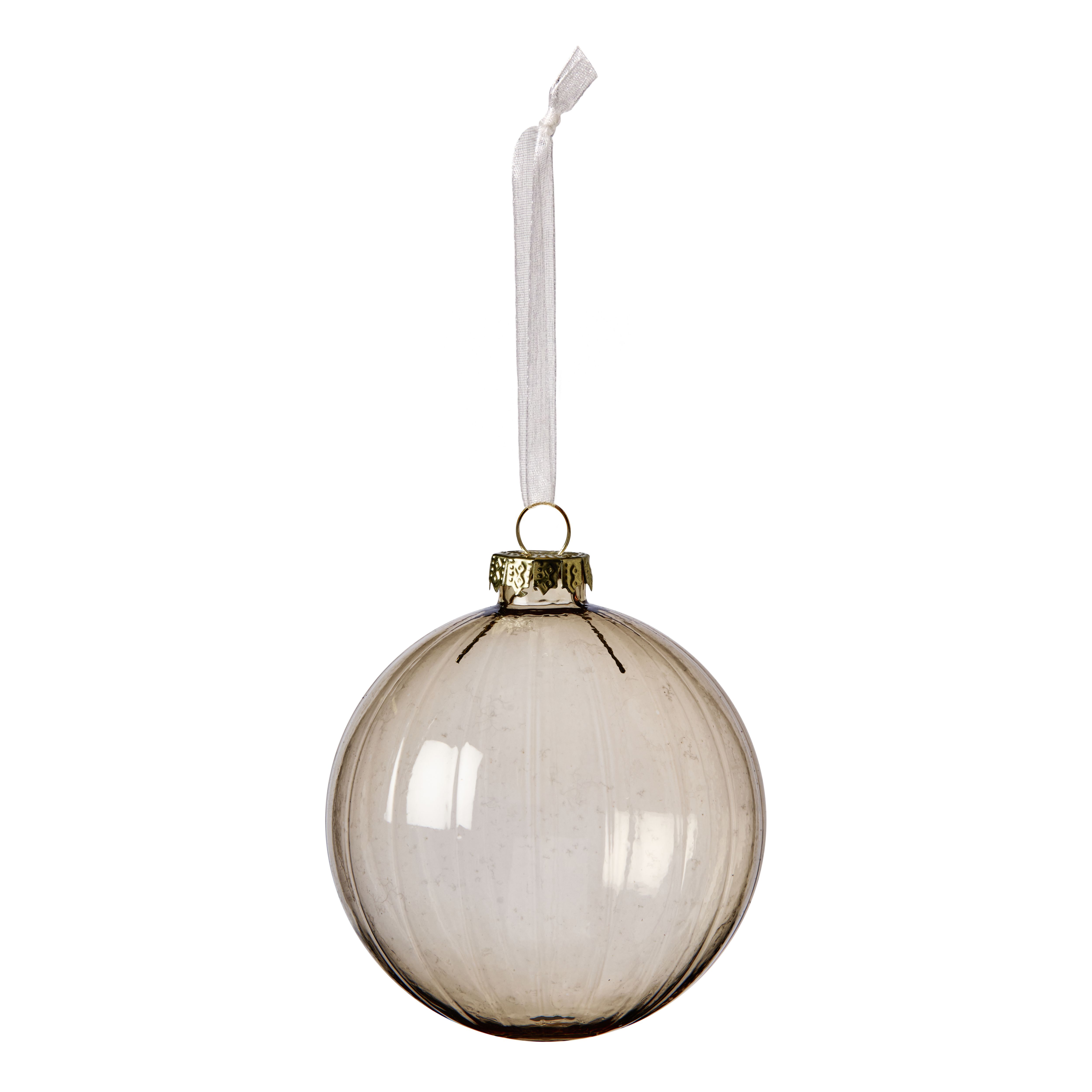 Antique effect Glass Round Bauble (D) 80mm - Transparent