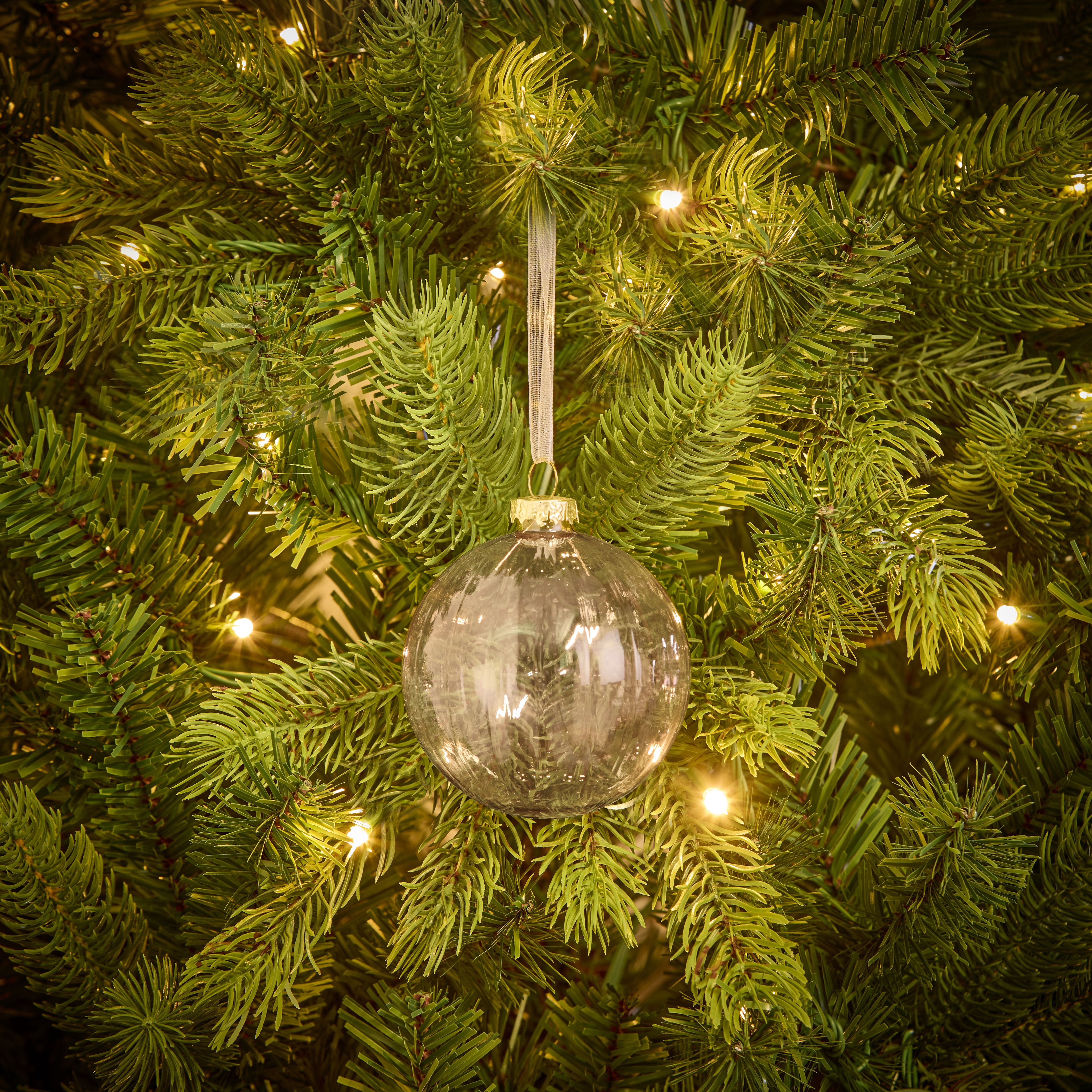 Antique effect Glass Round Bauble (D) 80mm - Transparent