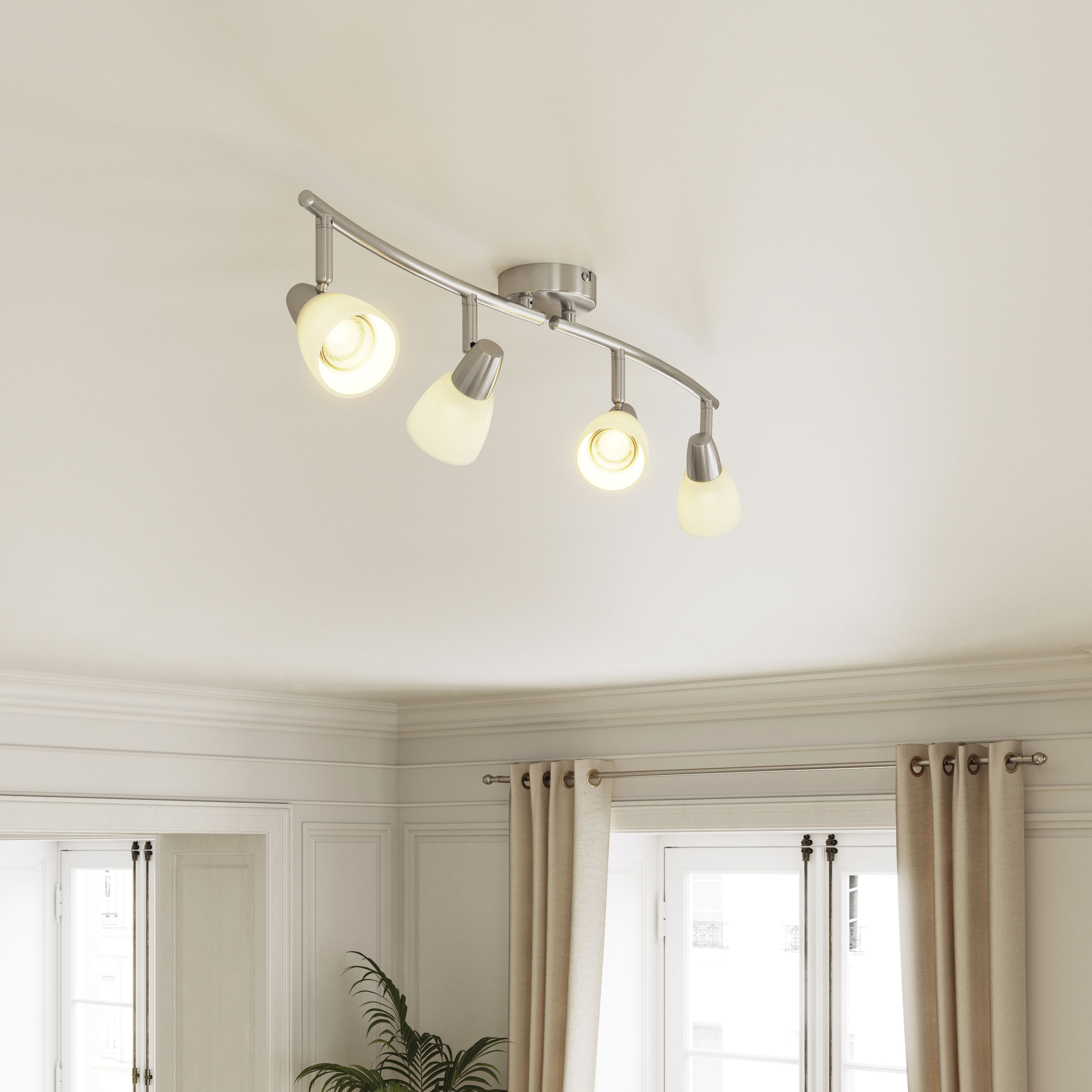 Aphaea Tube Satin nickel effect 4 Light Spotlight