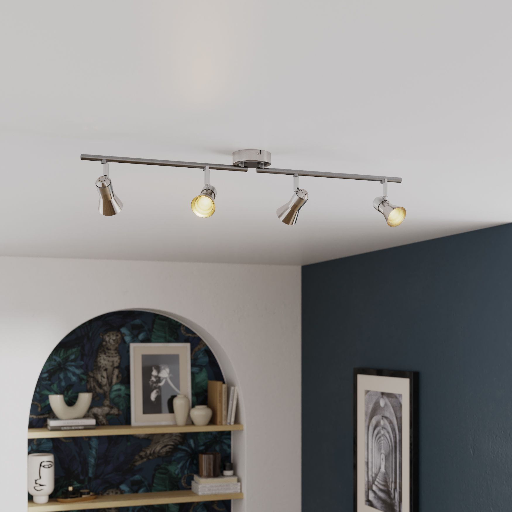 Aphroditus Modern Satin Nickel effect 4 Light Spotlight