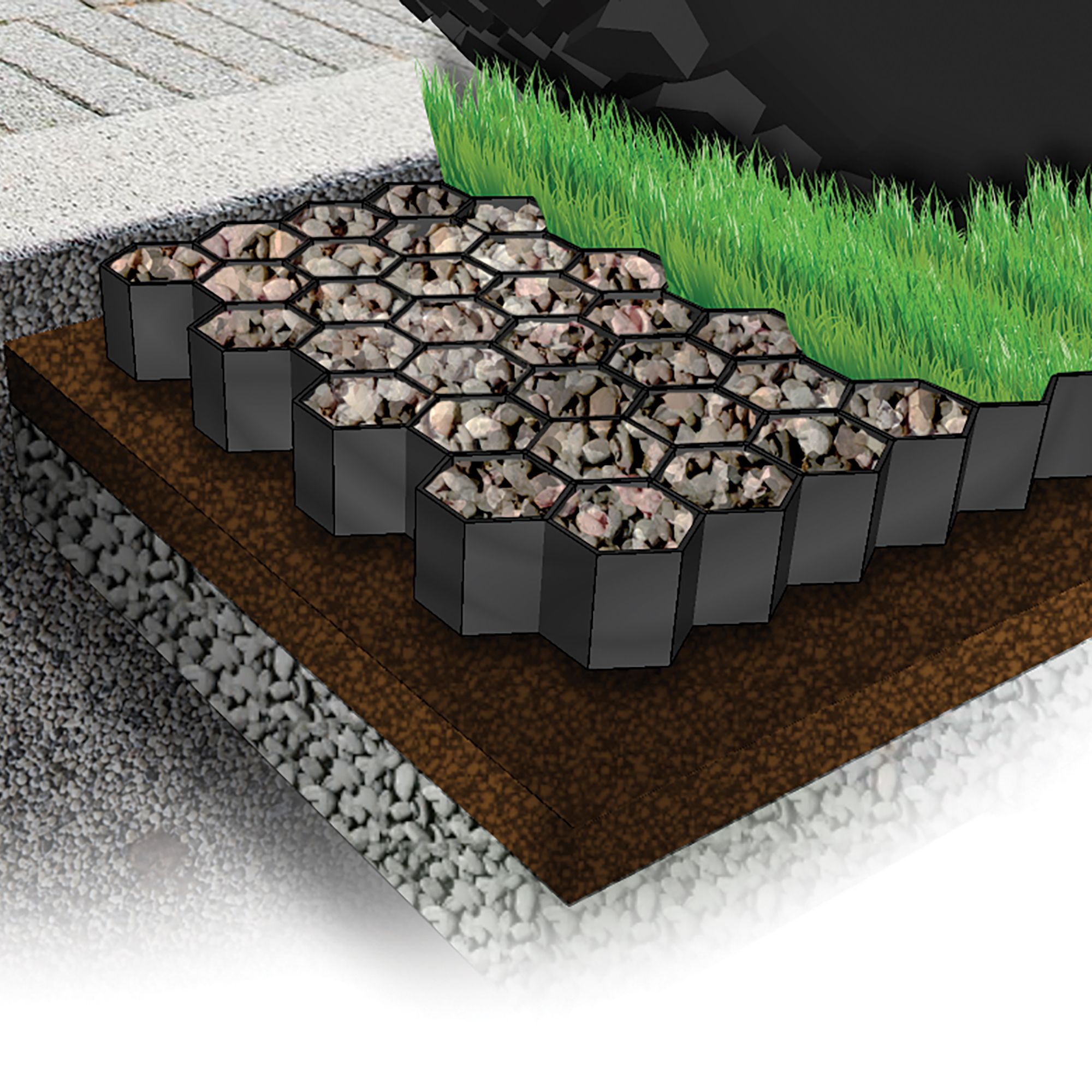 Apollo Gardening Black Pathway Gravel stabilisation tile (L)590mm (W ...