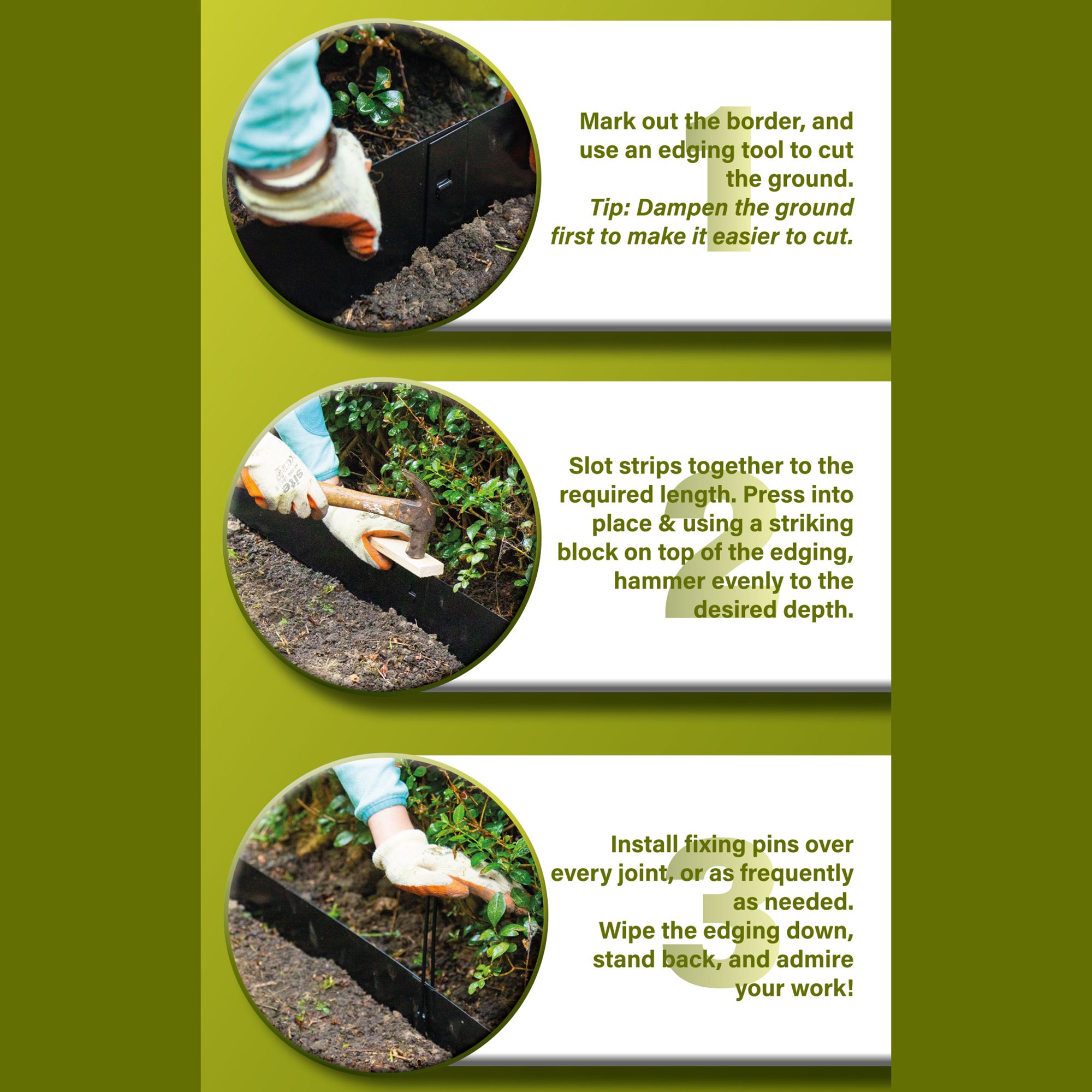 Apollo Gardening Black Steel Smooth Lawn edging (H)10.2cm (L)0.91m