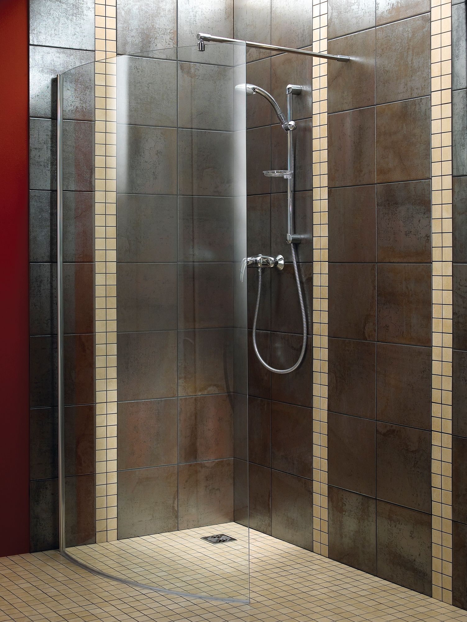 Aquadry Silver Effect Clear Minimal Frame Wet Room Glass Screen H 201