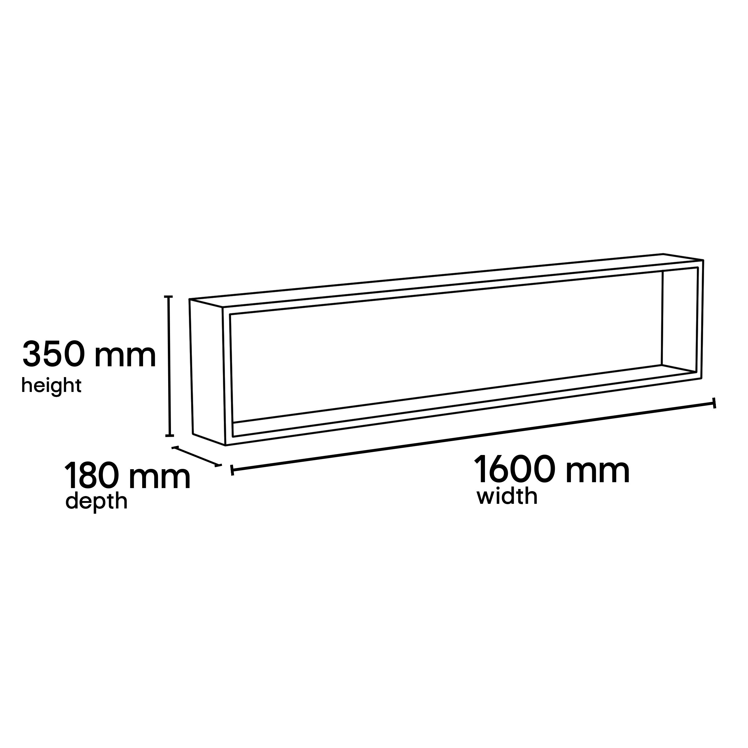 Aquadry Wet room Recessed storage unit, (H)1600mm (W)350mm (D)180mm