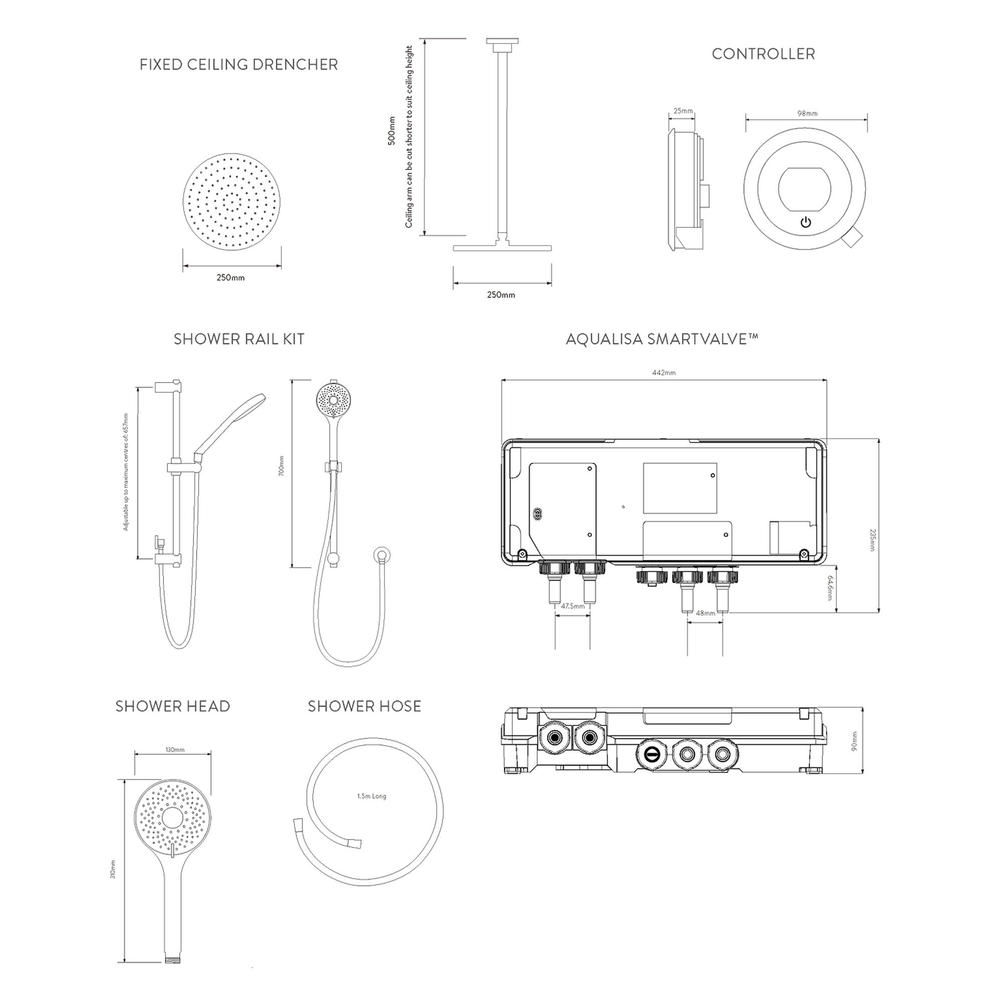 Aqualisa Optic Q Concealed valve Gravity-pumped Smart Digital 3-spray ...