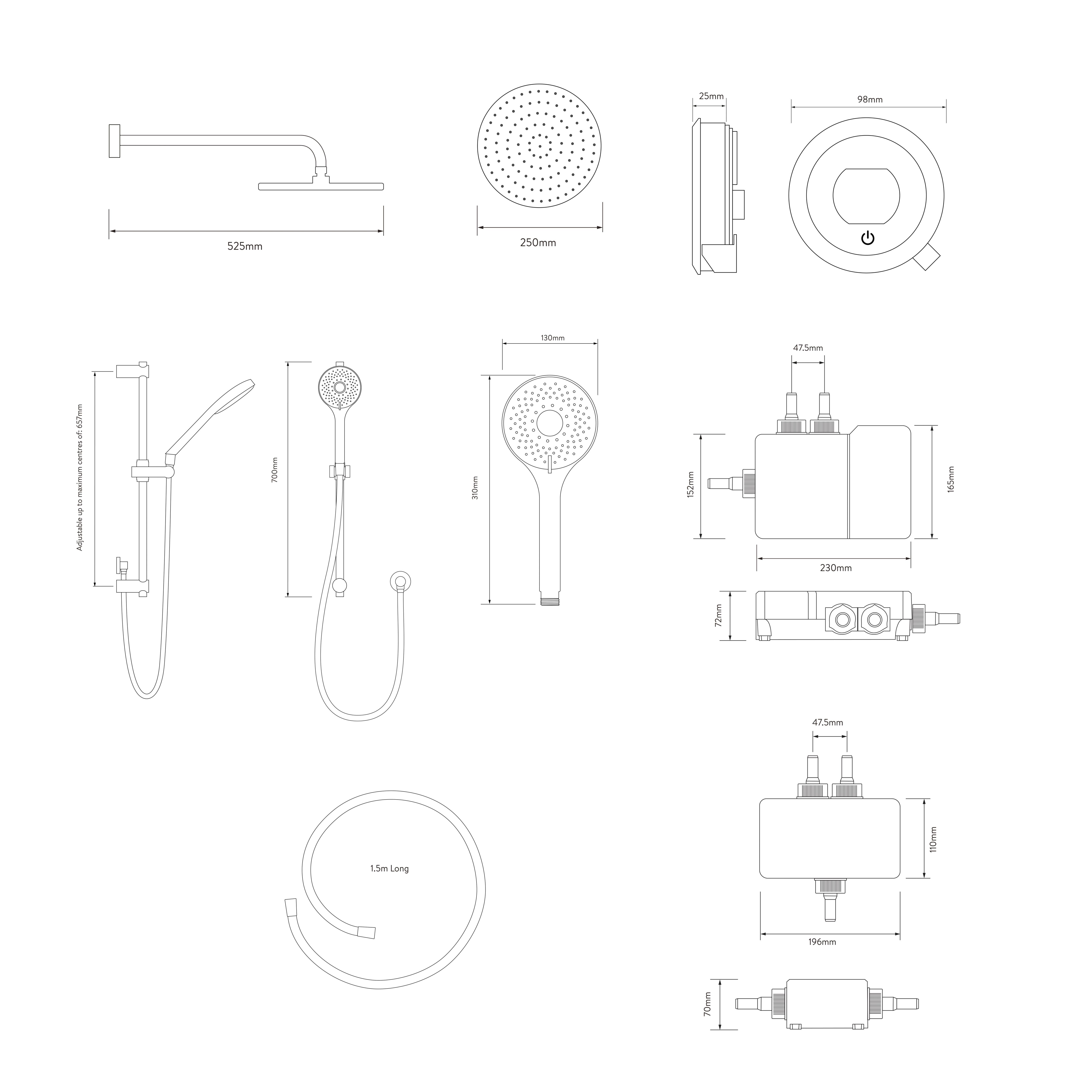 Aqualisa Optic Q Concealed valve HP/Combi Wall fed Smart Digital mixer ...