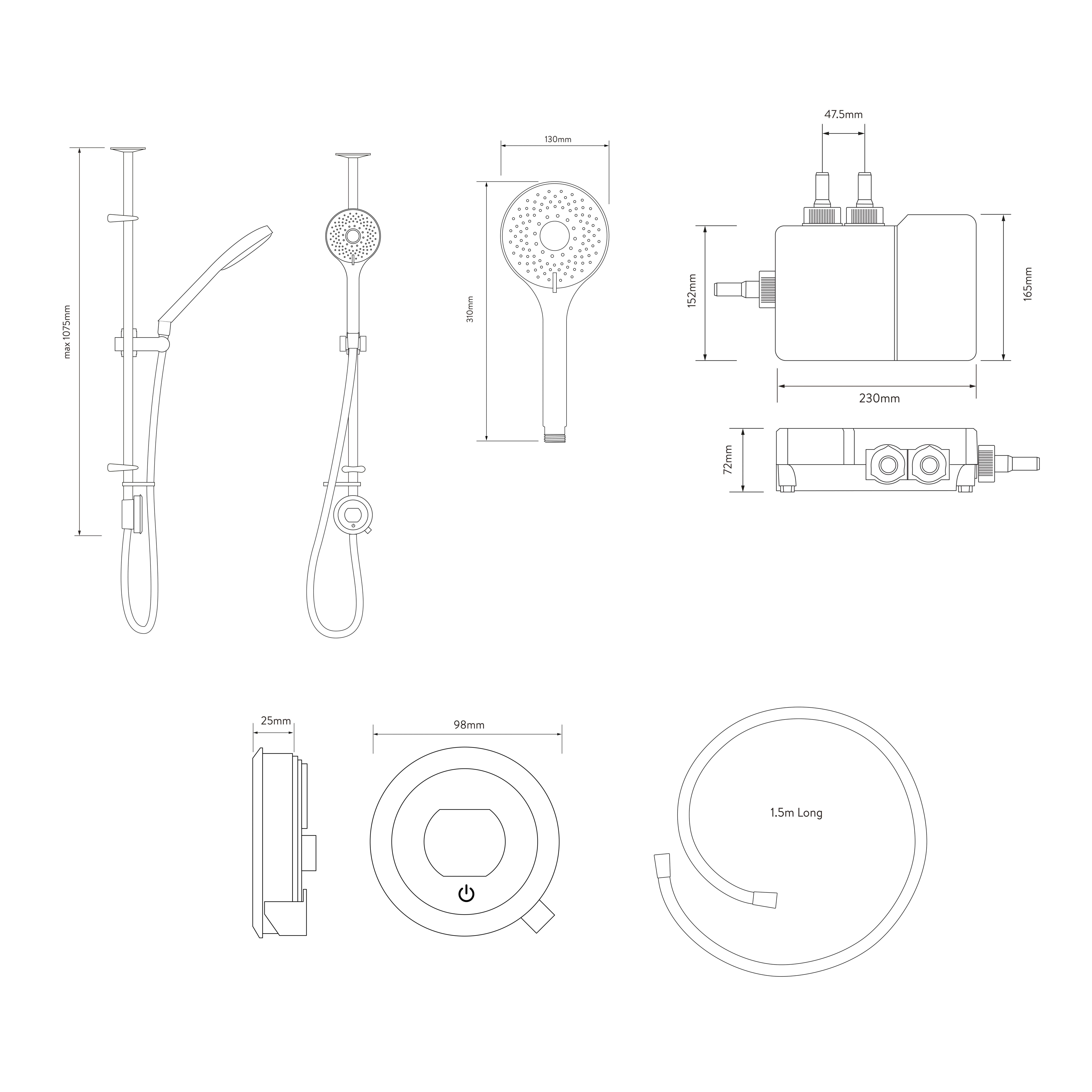 Aqualisa Optic Q Exposed valve HP/Combi Ceiling fed Smart Digital mixer ...